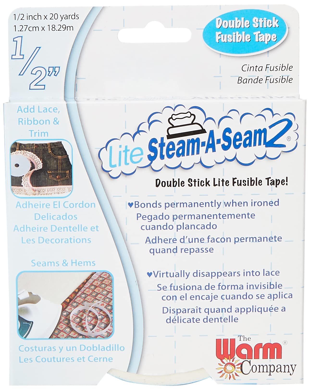 Warm Company Lite Steam-A-Seam 2 Double Stick Fusible Web: 1/2x20 Yds