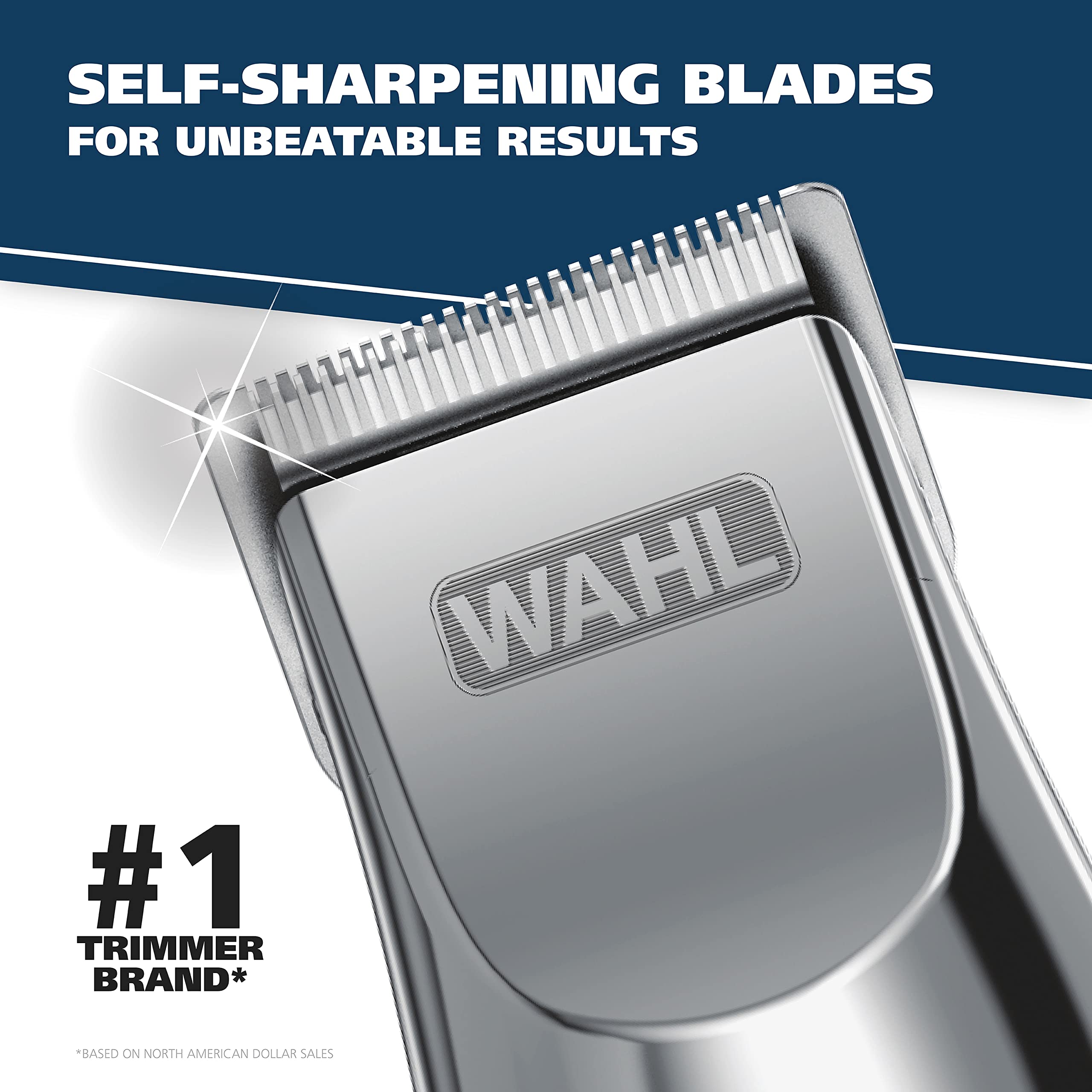 Wahl Cordless Rechargeable Beard Trimmer for Men with Self-Sharpening Blades, Travel Lock, & 14 Cutting Lengths β Model 9916-4301V