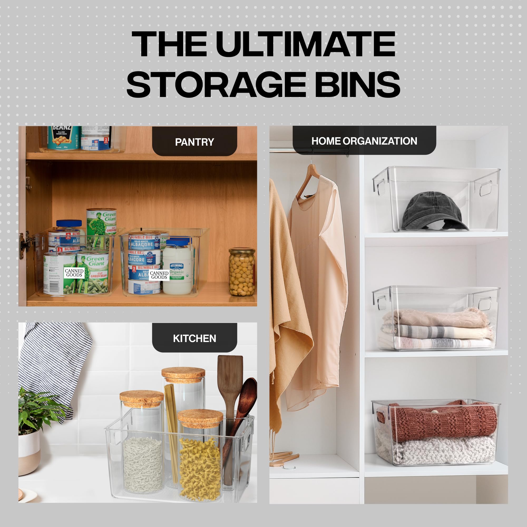ClearSpace Plastic Storage Bins β Perfect Kitchen Organization or Pantry Storage β Fridge Organizer, Pantry Organization and Storage Bins, Cabinet Organizers