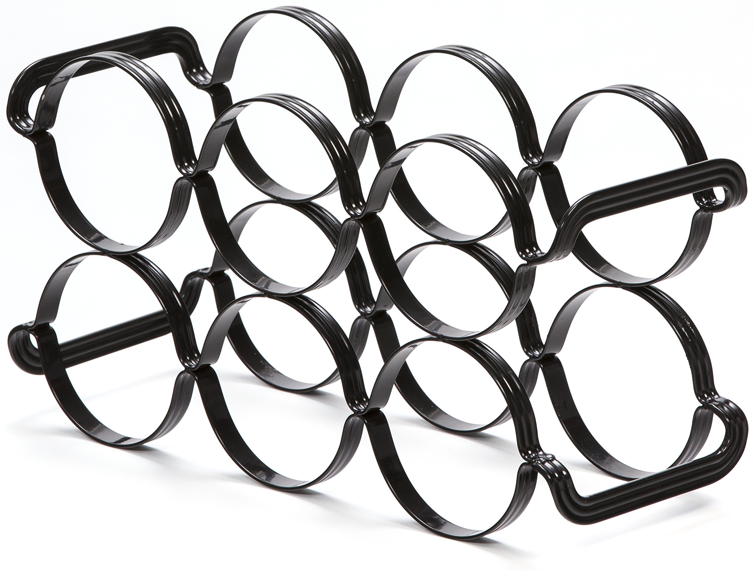Mango Steam 6 Bottle Counter-top Wine Rack - Storage Organizer for Kitchen Countertops, Pantry, Fridge - (Black)