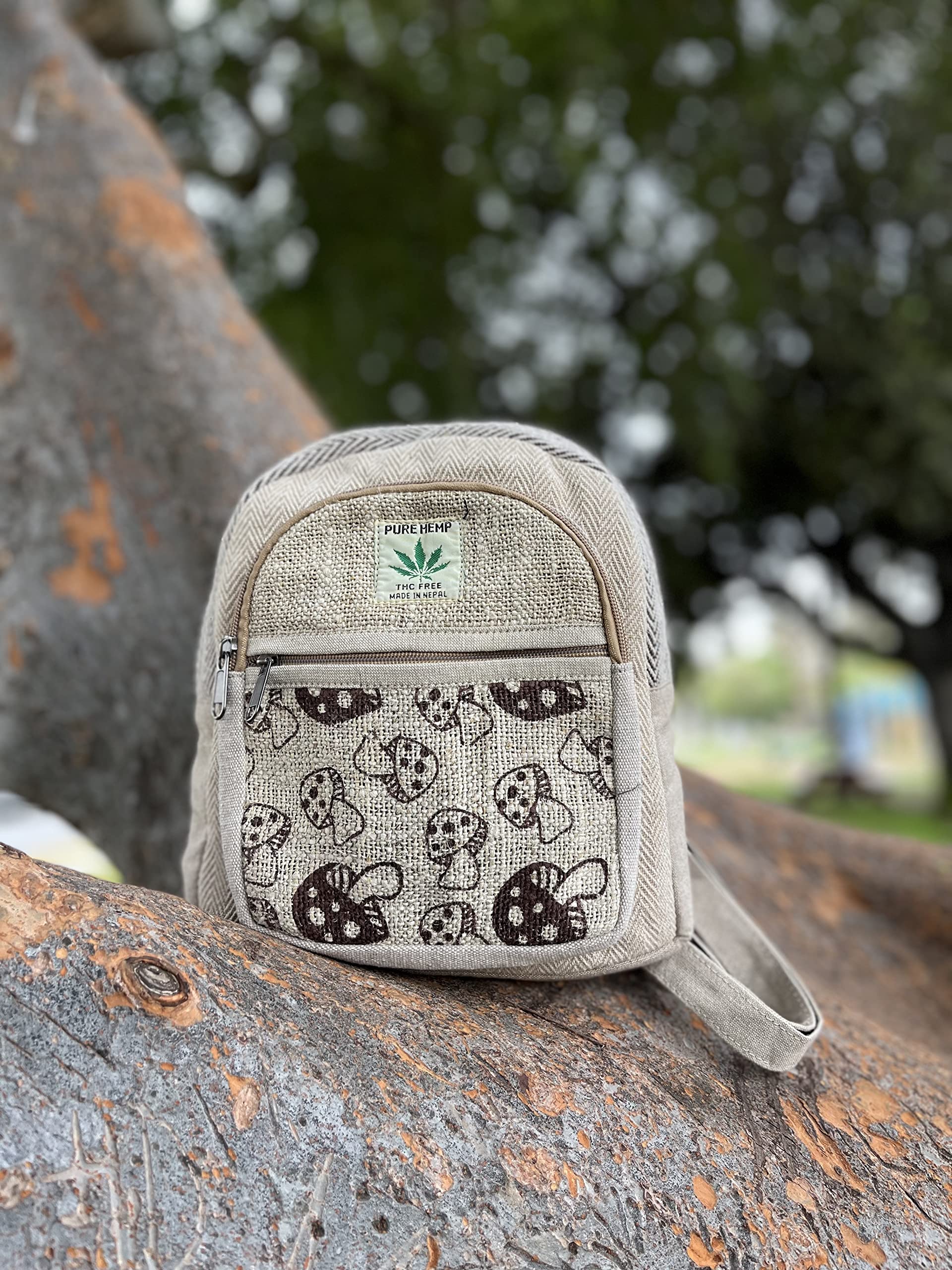 shroom hemp backpack, Small backpack, cotton stripe backpack, hippie backpack, trekking backpack, traveling backpack, nepali backpack, himalayan backpack, hemp backpack, small hemp backpack