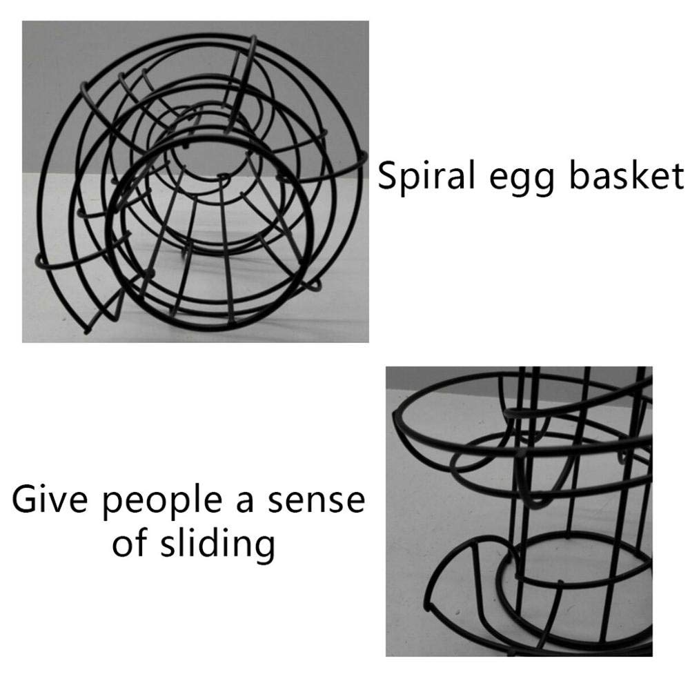 Hovico Egg Skelter Spiral Design Metal Egg Skelter Dispenser Rack,Storage Display Rack (Black)