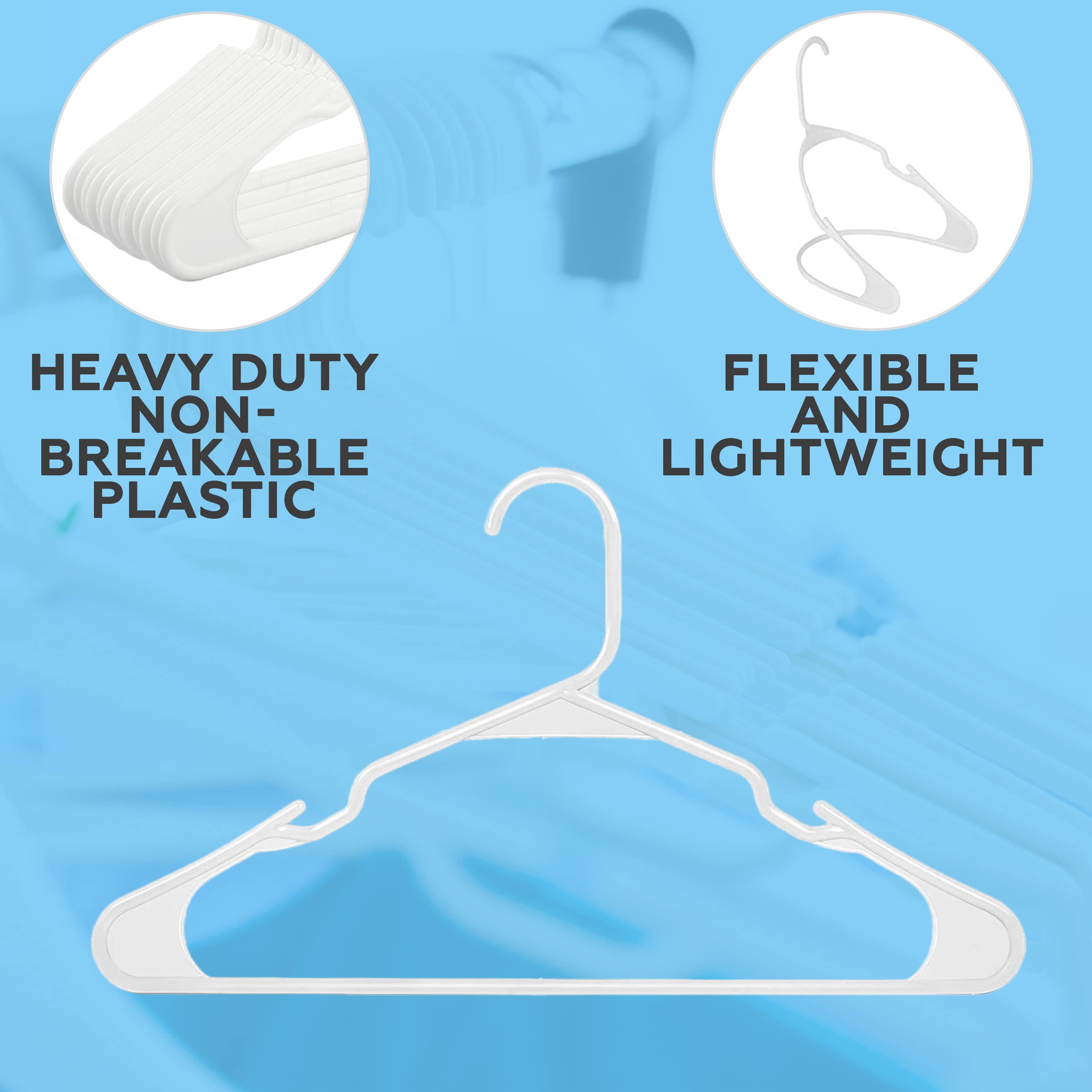Plastic Hangers 20, 40, 60 Pack β Space Saving Hangers for Clothes β White Plastic Hangers for Neatly Hanging Clothing, Shirts, Jackets, Pants, Laundry, Dresses & More (20 Pack)