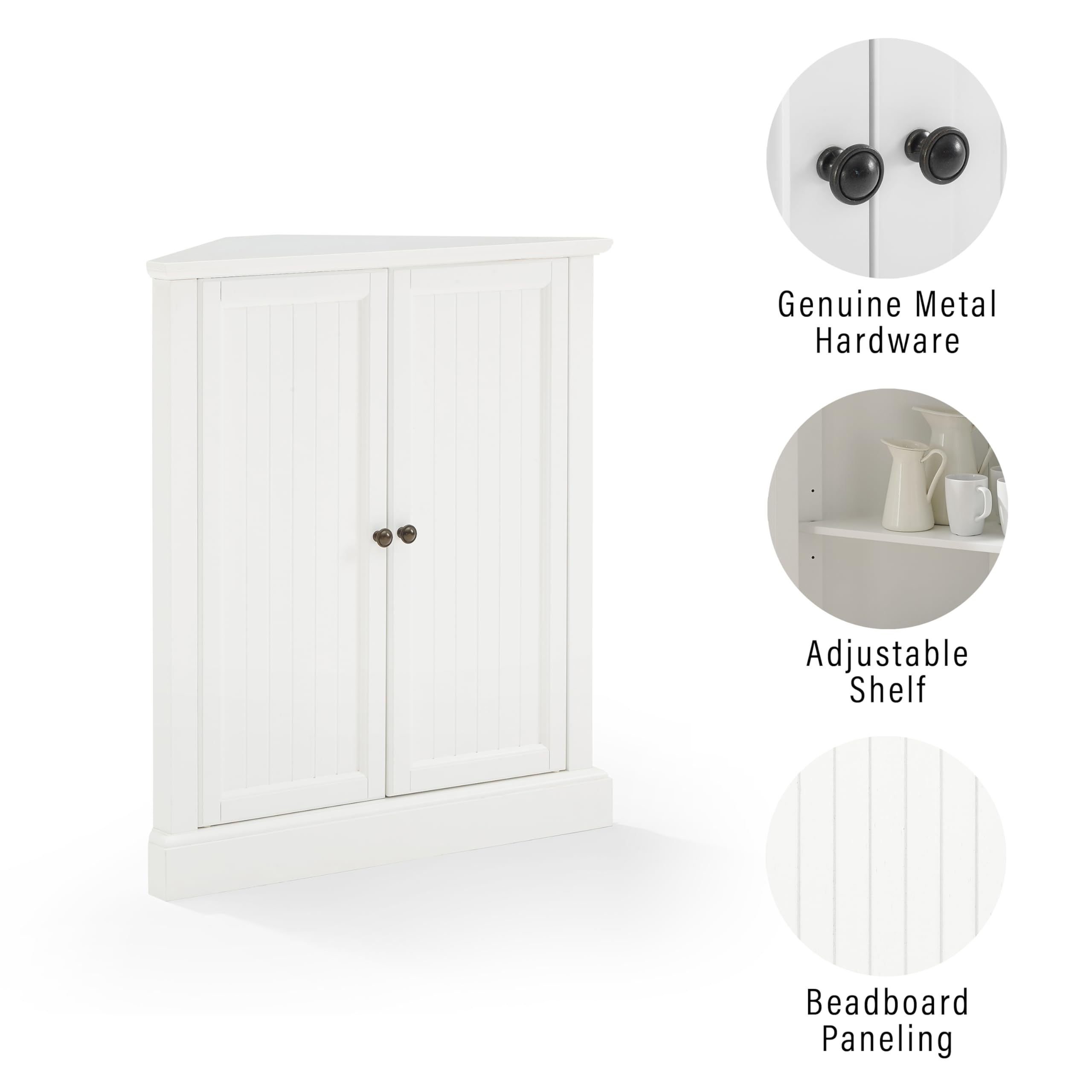 Crosley Furniture Shoreline Stackable Corner Pantry, White