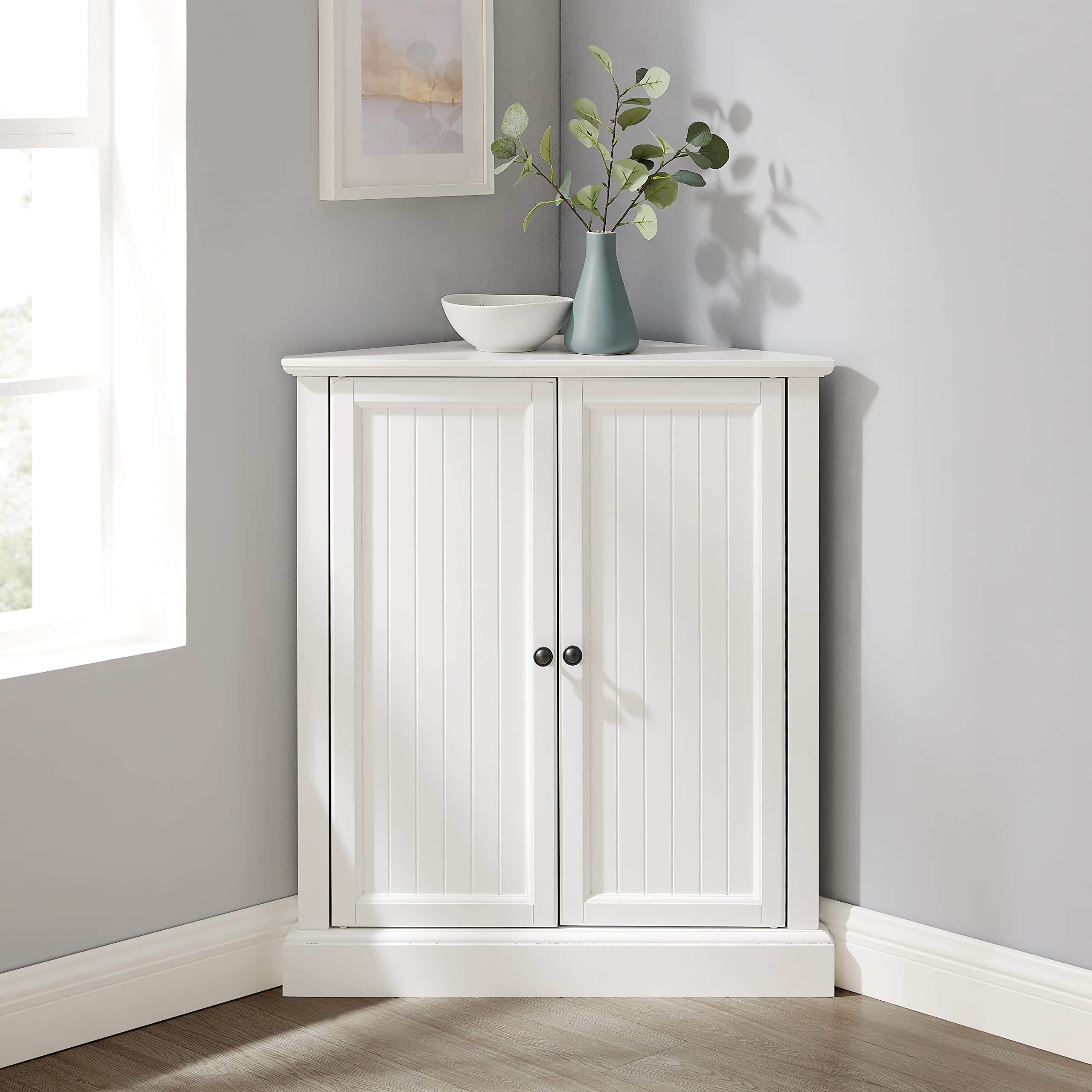 Crosley Furniture Shoreline Stackable Corner Pantry, White