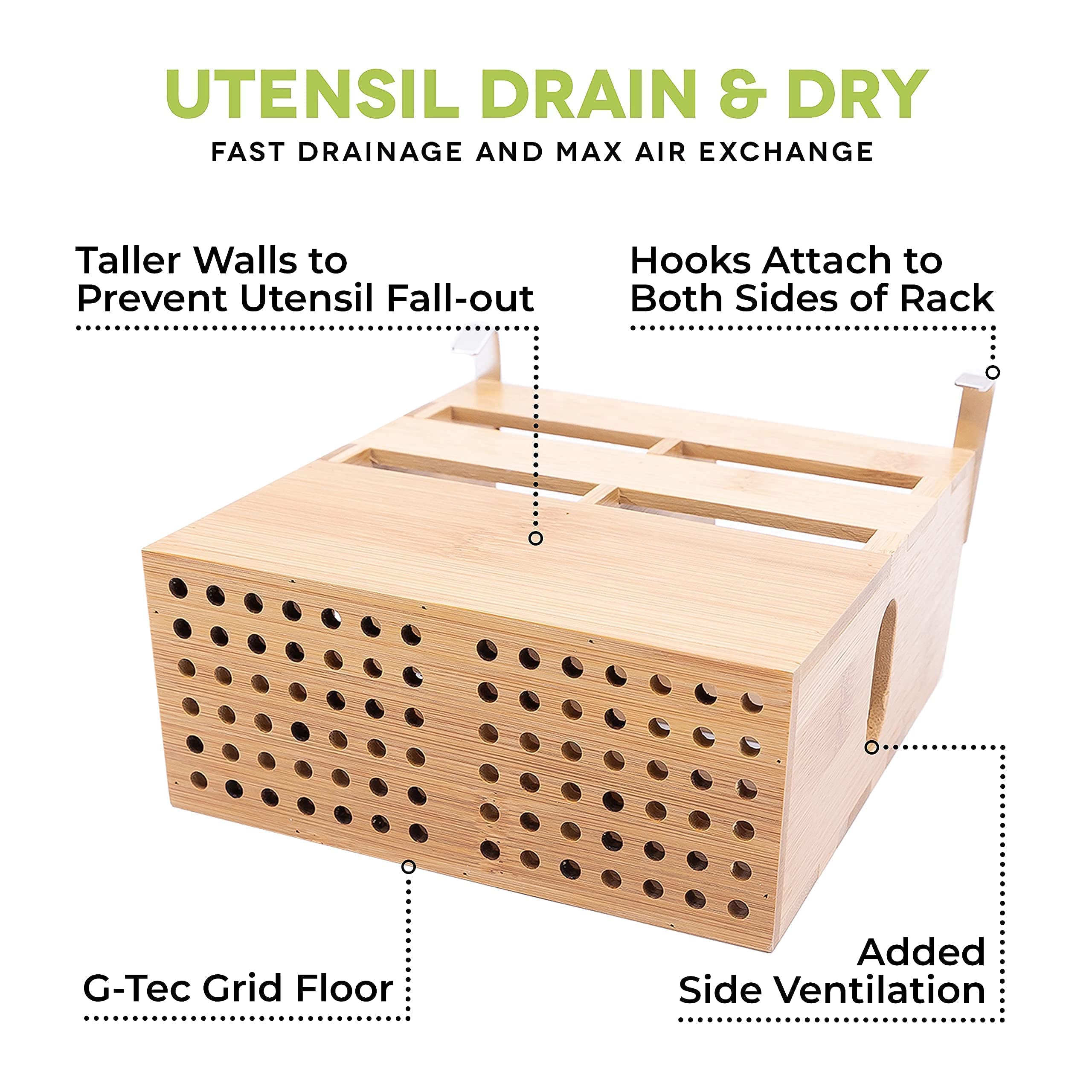 All-in-1 Bamboo Dish Drying Rack Set with Utensil Holder and Microfiber Drying Mat Large Collapsible 3 Tier Wooden Dish Drying Rack Bamboo Utensil Drying Rack and 15" Dish Drying Mat.