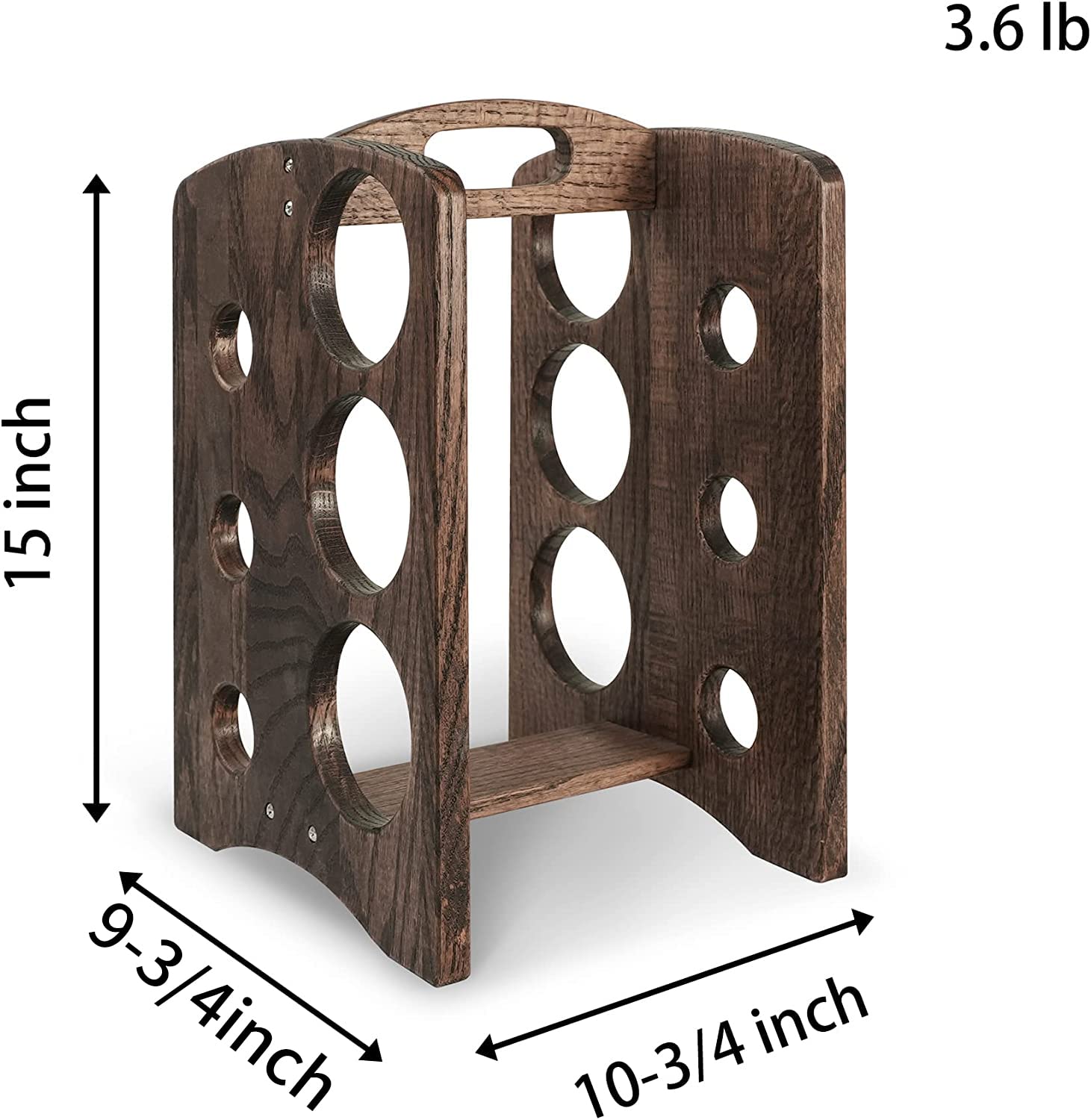 CONSDAN Wine Rack, Wine Racks Countertop, USA Grown Oak Wine Bottle Holder, Freestanding Countertop Wine Holder Stand, Portable 6 Bottles Wine Display Rack (Chocolate Color)