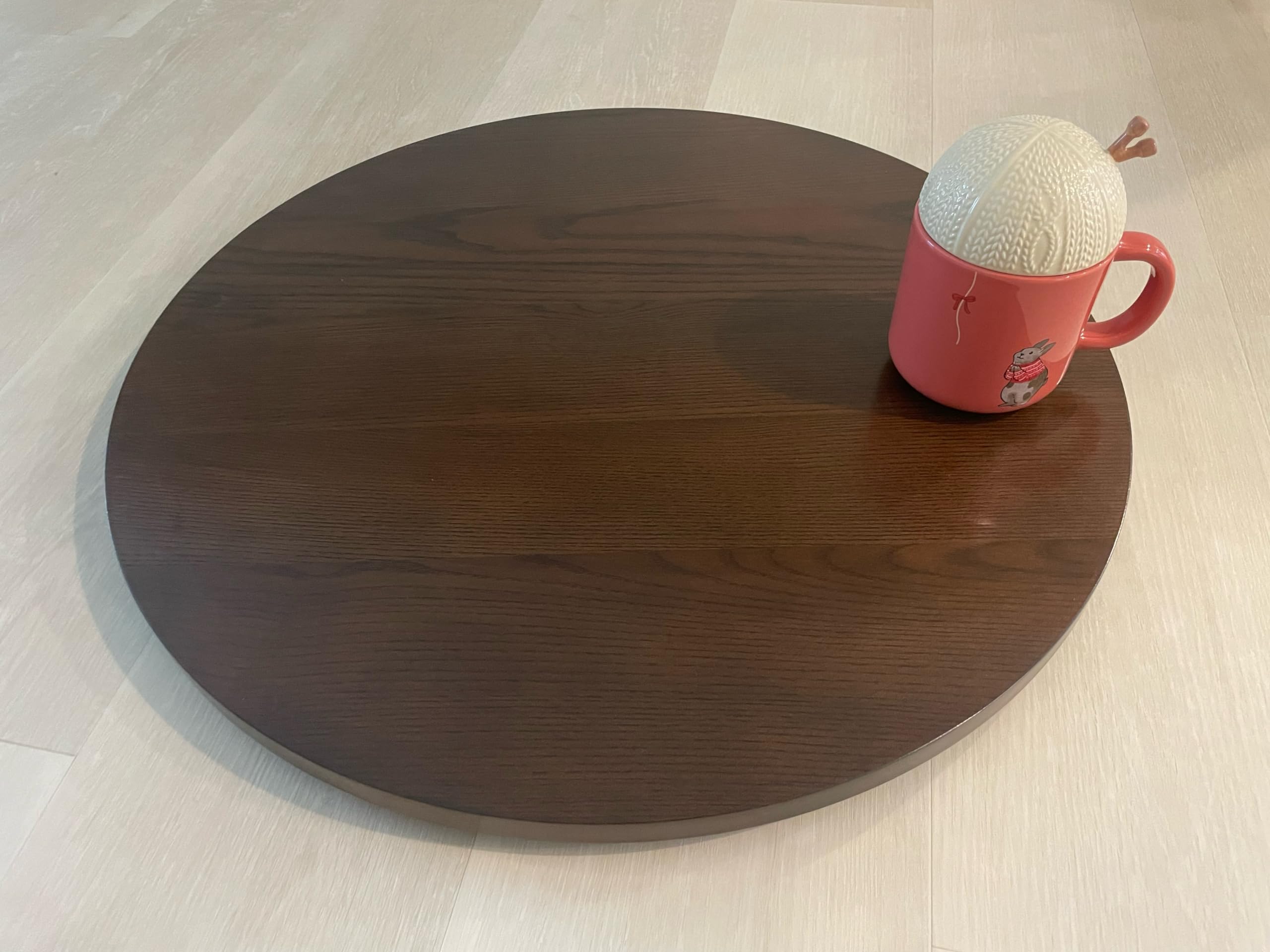 CM 21-in Diameter Brown Wood Rotating Turntable Big Lazy Susan - 360 Degree Swivel