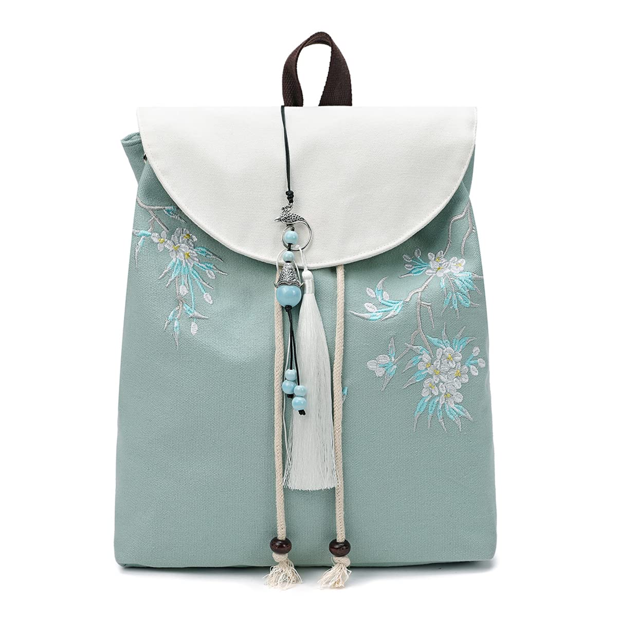 MAZEXY Handmade Embroidered Large Backpack for Cute Girls Kids for Travel School (Pear_Blossom)