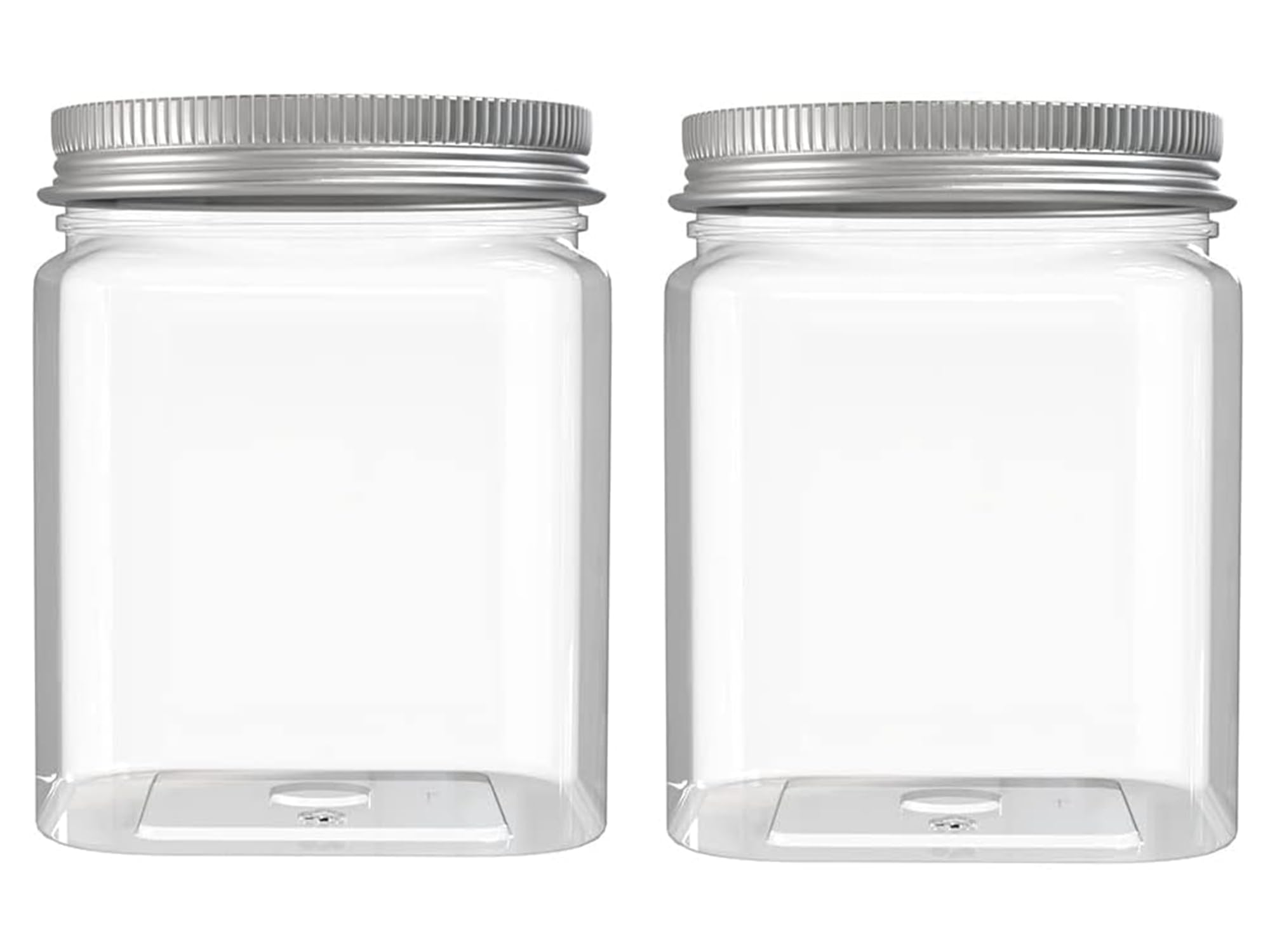6 Pack 24 Oz Clear plastic jar, Refillable Kitchen Storage Containers, For Kitchen & Household, Aluminum cap.
