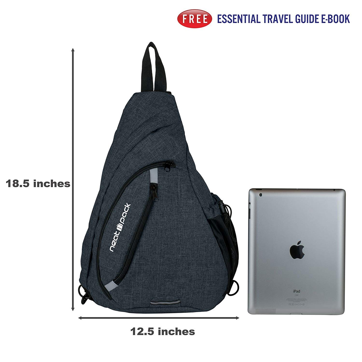 NeatPack Versatile Canvas Sling Bags, Travel Backpack, Wear Over Shoulder or Crossbody Bags - Black