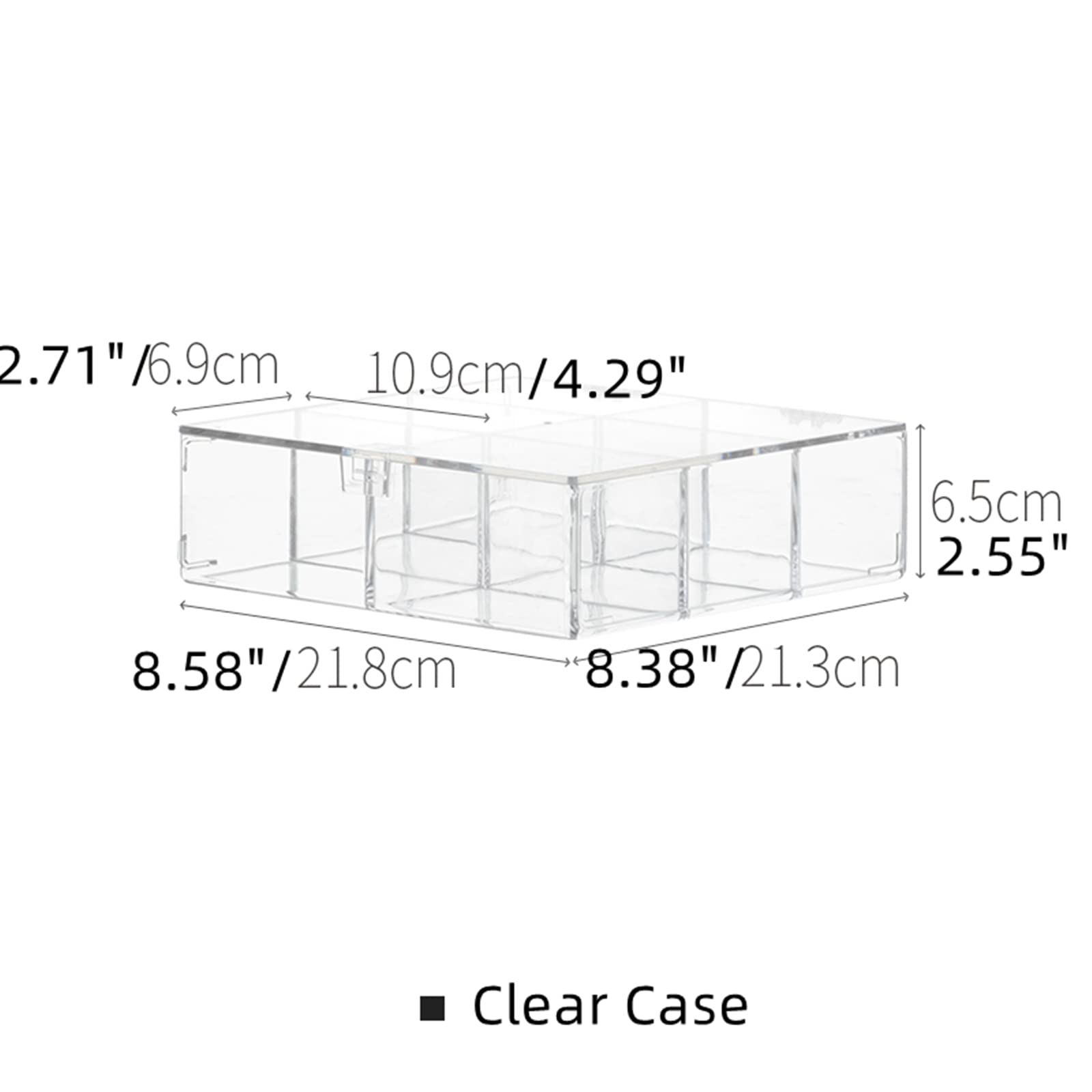 Figures Display Case with Door, Lego Parts Storage 6 Compartments Organizing Cabinet with Lid, Clear Storage Box for Small Particles Parts Toys, Transparent Showcase Shelf