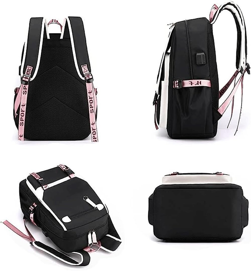 通用 BTS Backpack, Kpop Casual Backpack Black Laptop Backpack, Suitable For Students 11.8 in * 8.26 in * 17.3 in