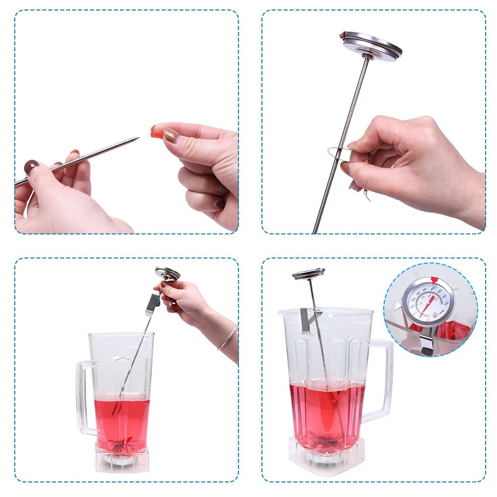 KT THERMO Candy/Deep Fry Thermometer with Instant Read,Dial Thermometer,12" Stainless Steel Stem Meat Cooking Thermometer,Best for Turkey,BBQ,Grill