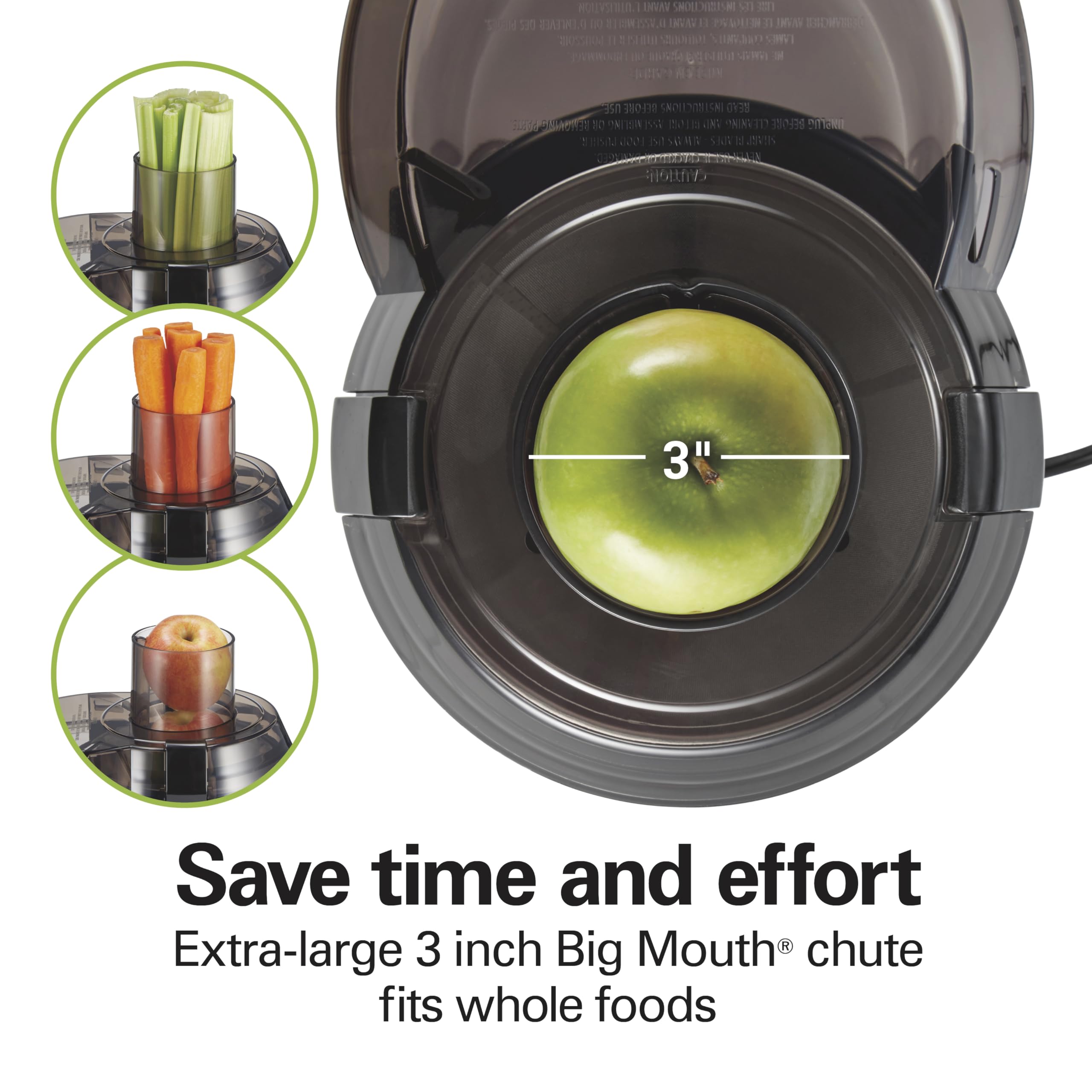 Hamilton Beach Juicer Machine, Big Mouth Large 3β Feed Chute for Whole Fruits and Vegetables, Easy to Clean, Centrifugal Extractor, BPA Free, 800W Motor, Black