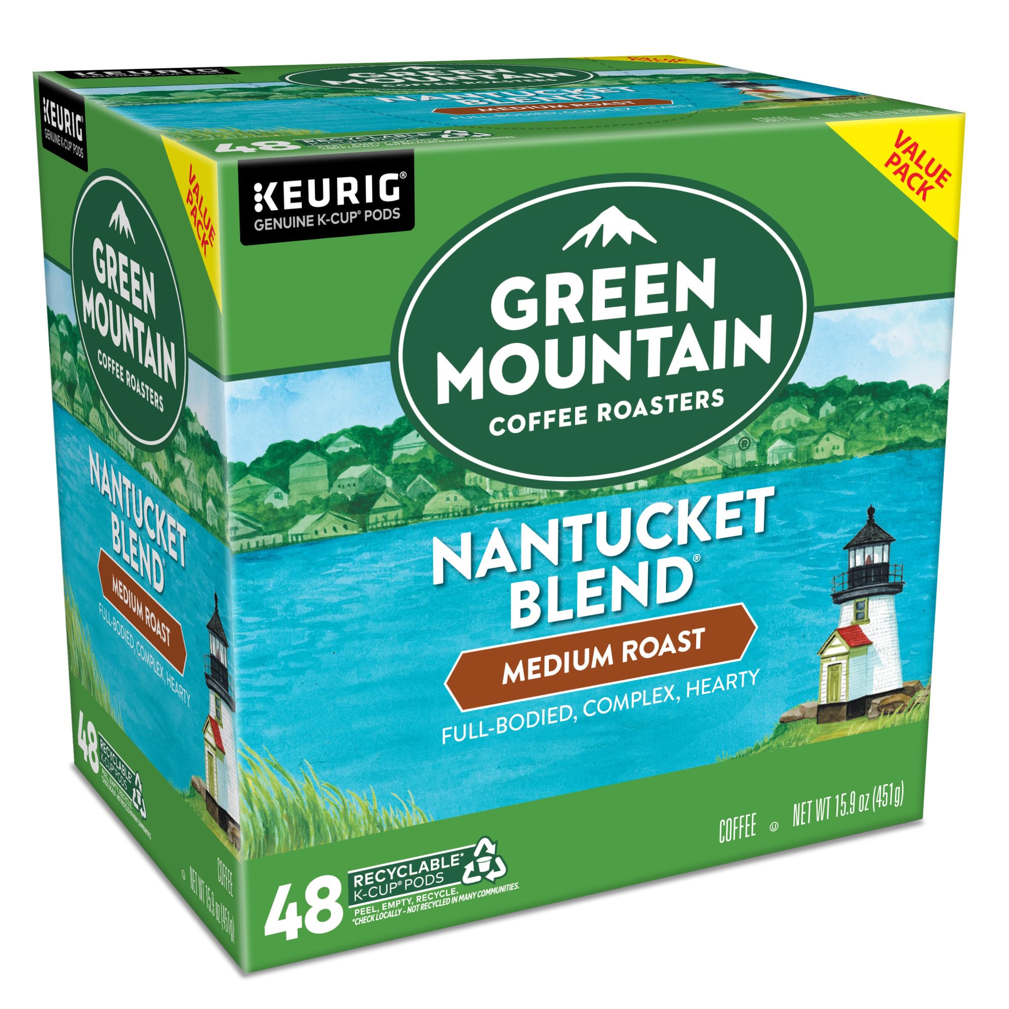 Green Mountain Coffee Roasters Nantucket Blend, Single-Serve Keurig K-Cup Pods, Medium Roast Coffee Pods, 48 Count