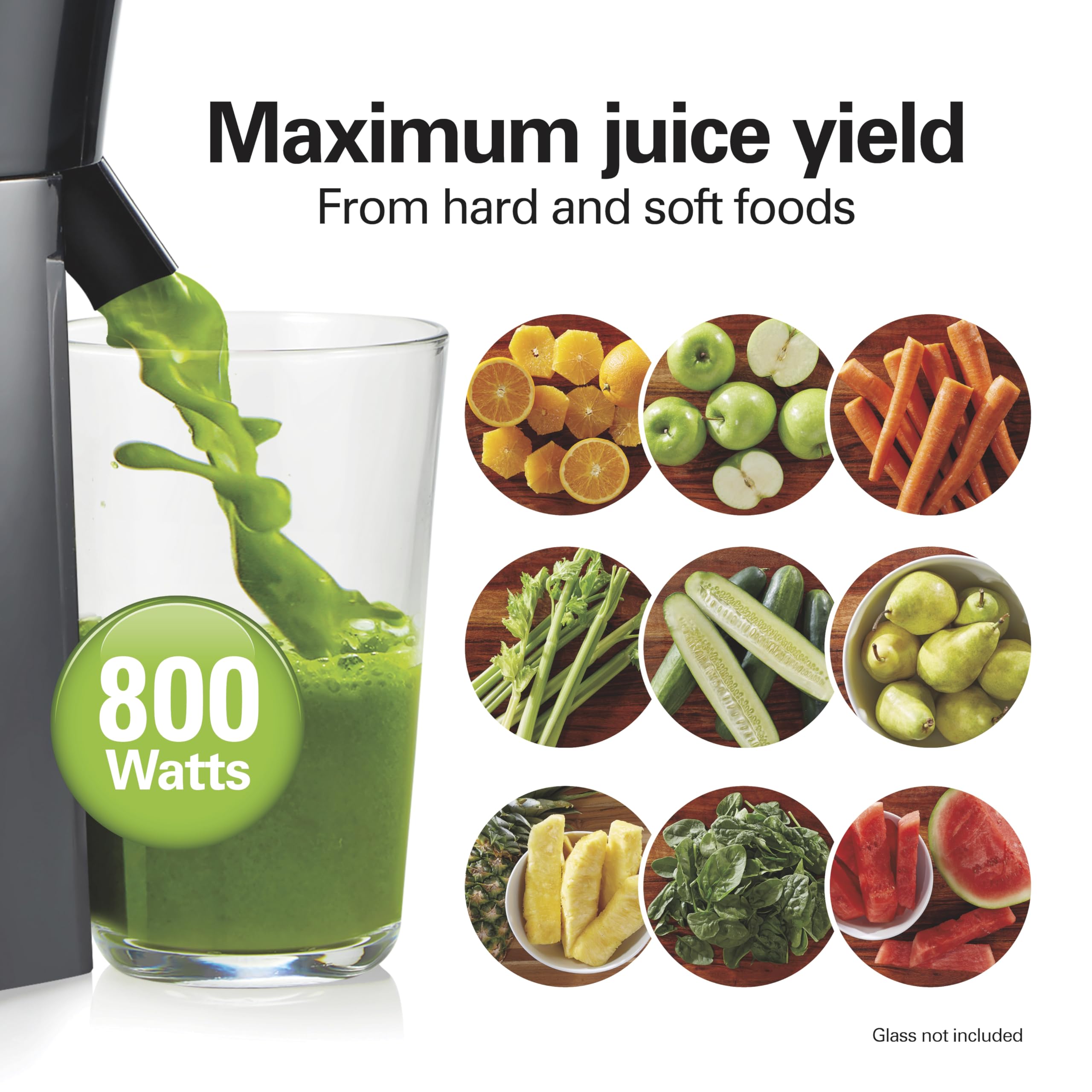 Hamilton Beach Juicer Machine, Big Mouth Large 3β Feed Chute for Whole Fruits and Vegetables, Easy to Clean, Centrifugal Extractor, BPA Free, 800W Motor, Black