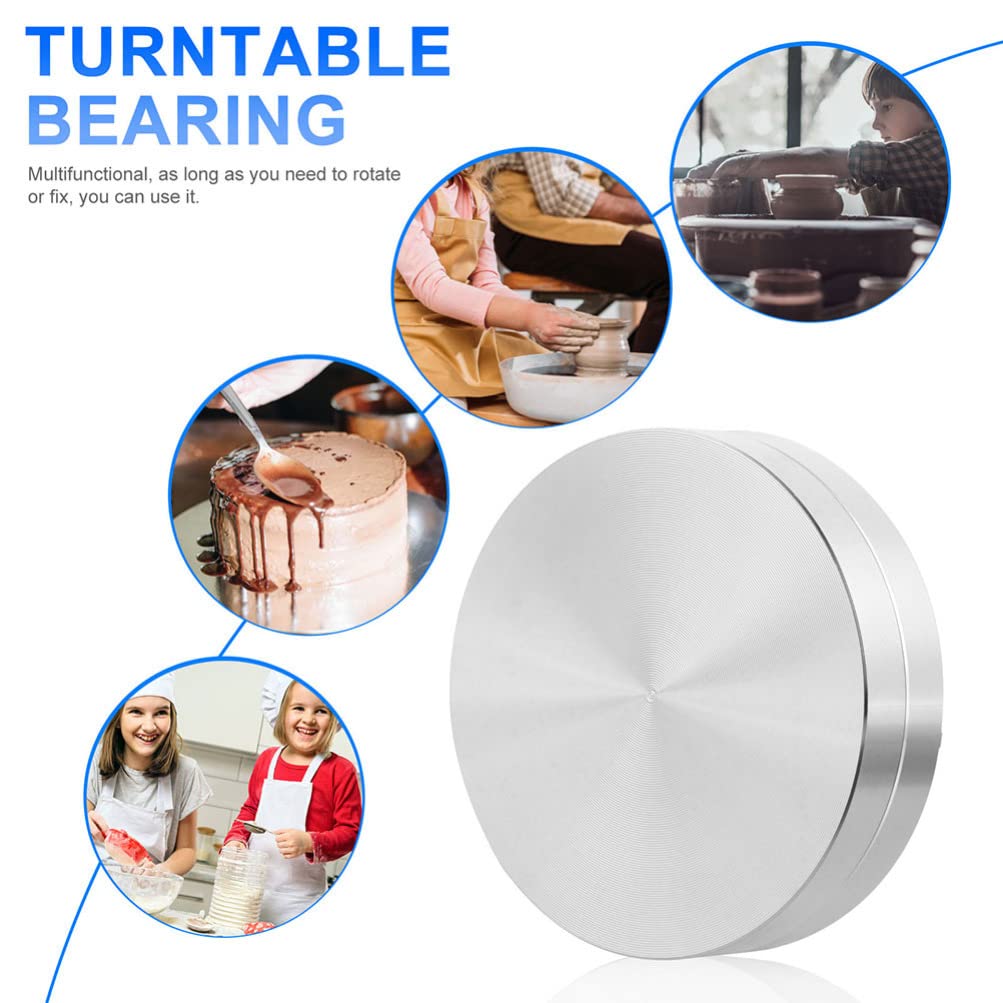 Rotating Cake Turntable Revolving Stand: Cake Decorating Display Stand 2pcs Aluminum Alloy Turntable Bearing for Flat Panel Monitor TV Lazy Susan Swivel Stand
