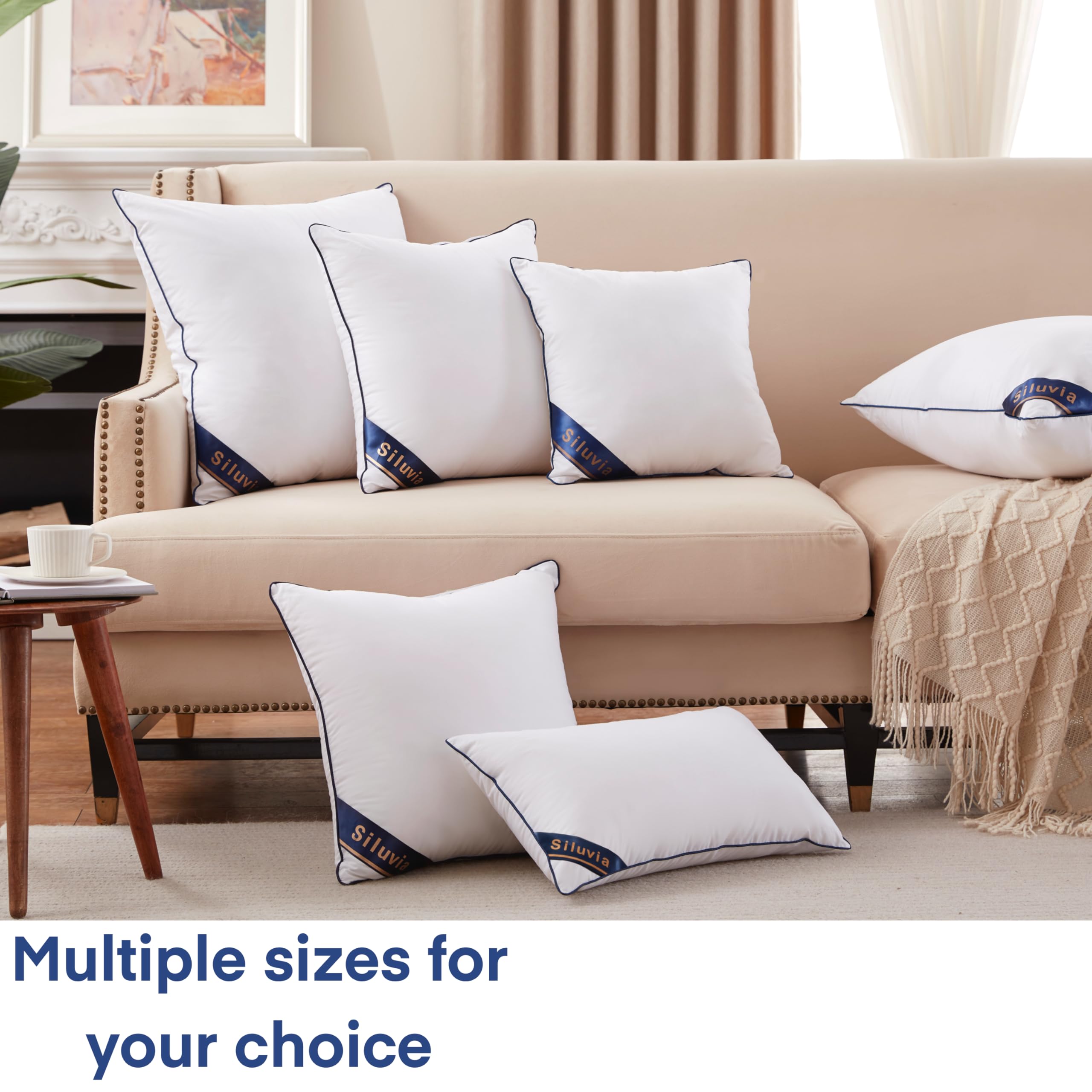 Siluvia 20"x20" Pillow Inserts Set of 2 Decorative 20" Pillow Inserts-Square Interior Sofa Throw Pillow Inserts Decorative White Pillow Insert Pair Couch Pillow (2, 20"x20" ,2Pack)