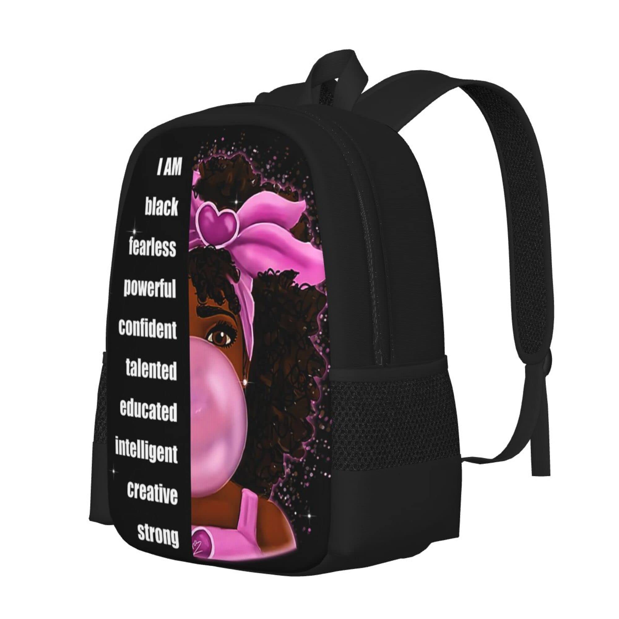 African Girl Backpack Cute Laptop Backpacks Lightweight Bookbag for Kids Teen School Students 17 Inch with Bottle Side Pockets