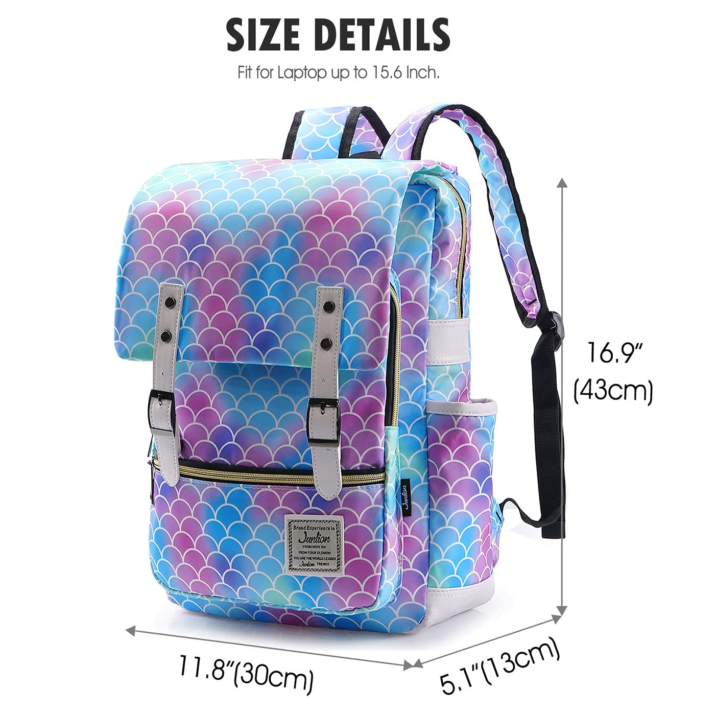 Junlion Slim Laptop Backpack College Student School Bag Travel Rucksack Daypack Cow One Size