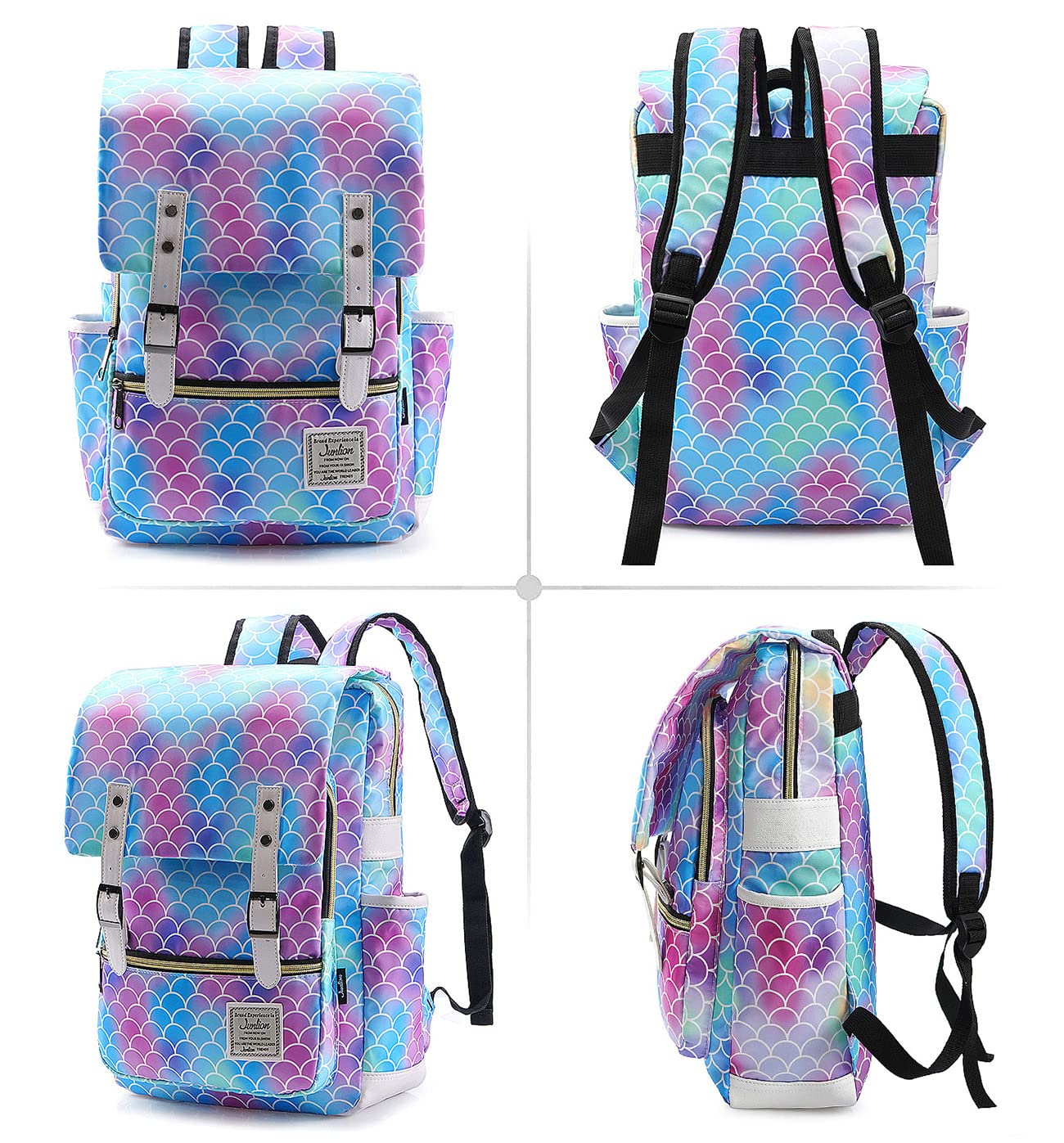 Junlion Slim Laptop Backpack College Student School Bag Travel Rucksack Daypack Cow One Size