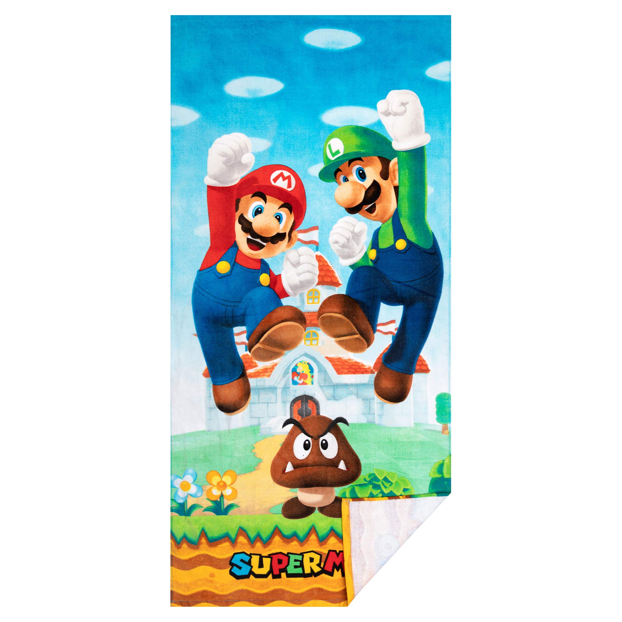 Super Mario "Official Nintendo" Kids Super Soft Cotton Bath/Pool/Beach Towel, 58 in x 28 in, By Franco
