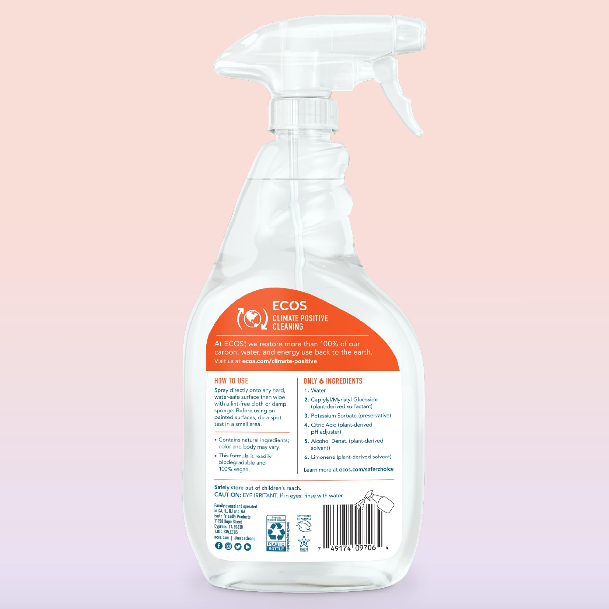 ECOS® All Purpose Cleaner, Orange, 22oz Bottle by Earth Friendly Products (Pack of 2)