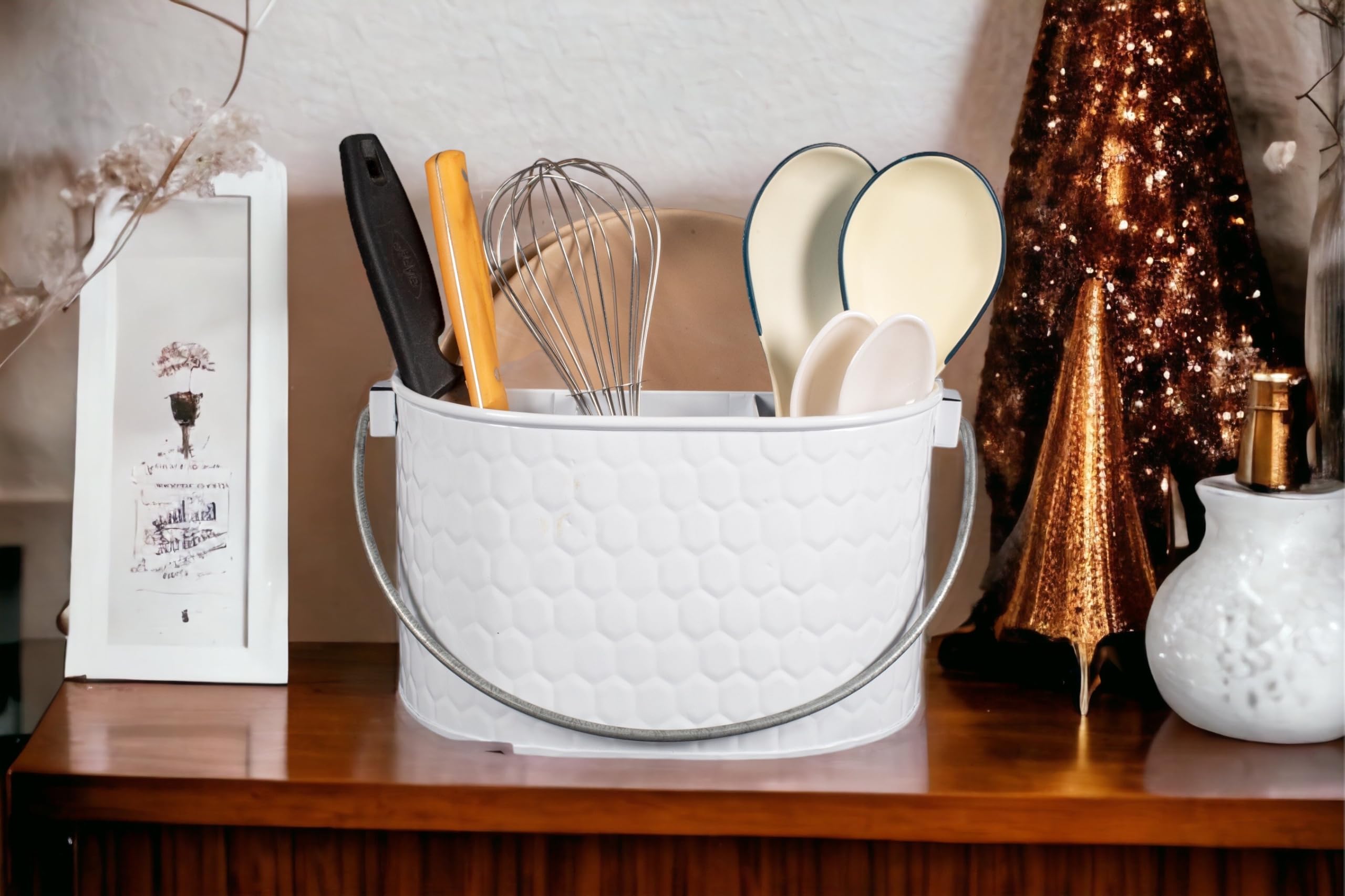 CLEENTABLE utensil caddy for parties, utensil caddy for countertop, kitchen utensil caddy, plate and utensil caddy - picnic utensil caddy, kitchen utensil caddy for countertop - 10 Inches (Grey)