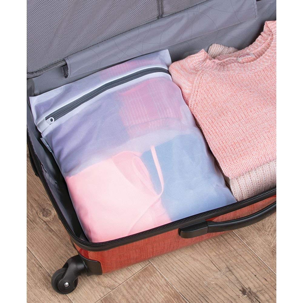 iDesign Mesh Laundry Bag with Built in Zipper for Delicates – Medium, 12" x 16", White