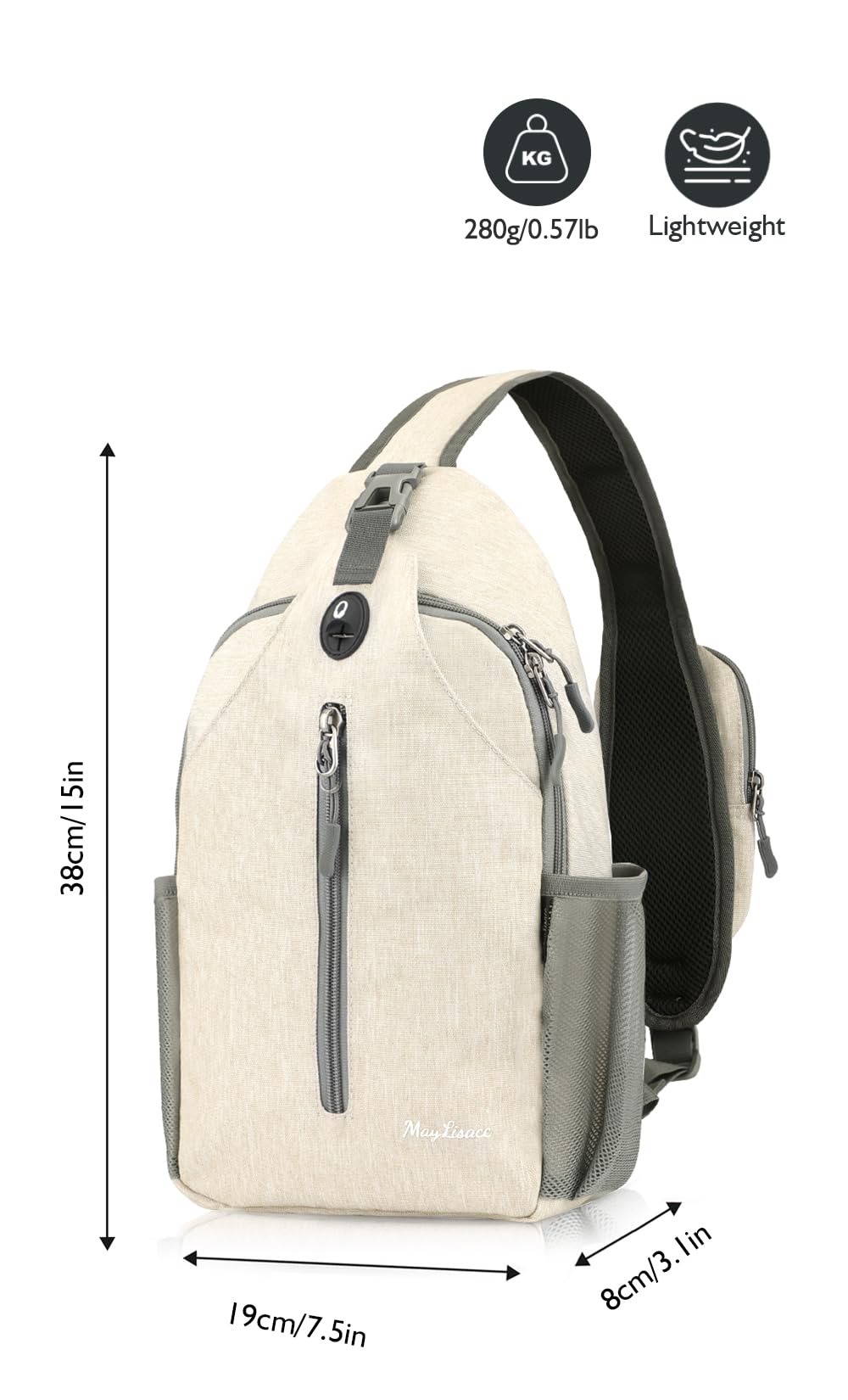 MAYLISACC Sling Backpack, Crossbody Bags for Women Men, Sling Bag with Earphone Hole, Small Casual Daypack Backpacks