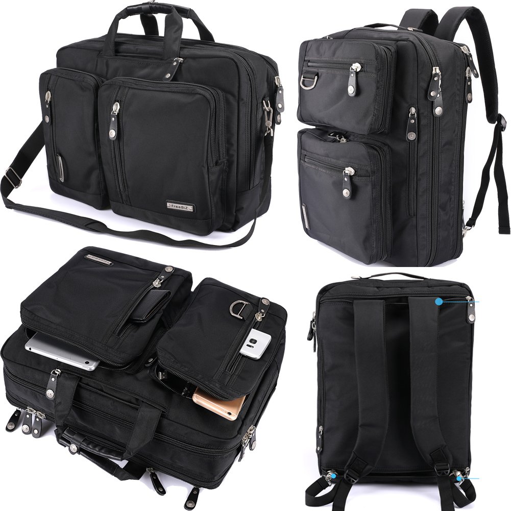 FreeBiz Laptop Backpack Messenger Bag-Hybrid Briefcase Bag BookBag Rucksack with Handle and Shoulder Strap Fits Up To 18.4 Inch Gaming Notebook Compute (18.4 inches, Black)