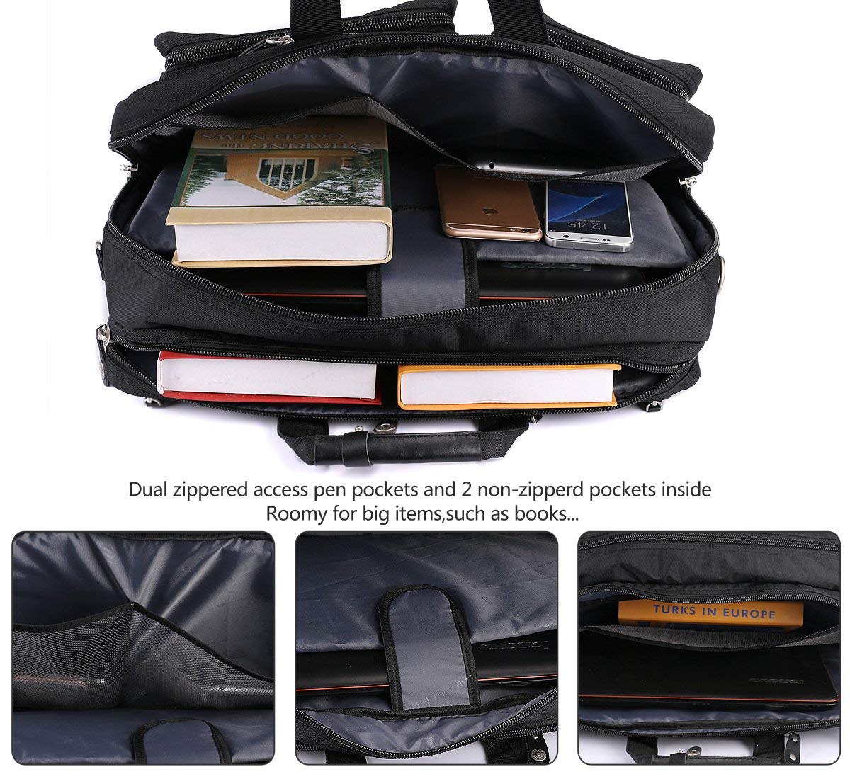 FreeBiz Laptop Backpack Messenger Bag-Hybrid Briefcase Bag BookBag Rucksack with Handle and Shoulder Strap Fits Up To 18.4 Inch Gaming Notebook Compute (18.4 inches, Black)