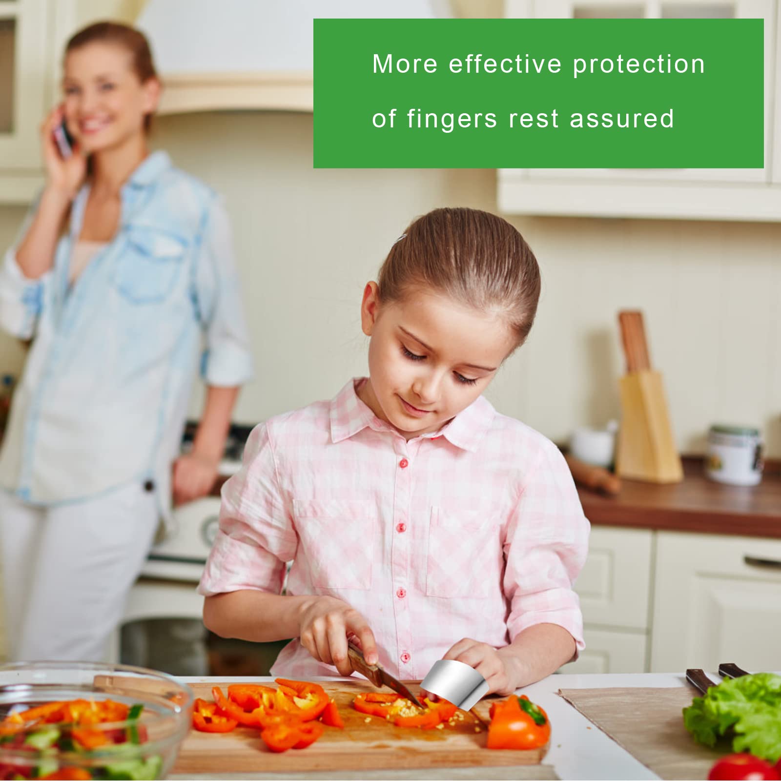 NAOKBOEE 4 PCS Stainless Steel Finger Guard, Kitchen Safe Slicing Tool for Hands, Kitchen Tool Upgraded Double Finger Protectors, Avoid Hurting When Slicing and Chopping