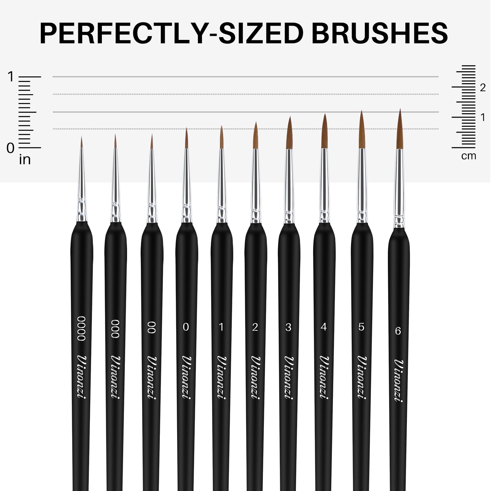 10Pcs Miniature Paint Brushes, Detail Fine Tip Paint Brushes Set with Ergonomic Handle - Suitable for Acrylic Painting, Oil, Watercoloring, Face, Nail, Scale Model Painting, Line Drawing