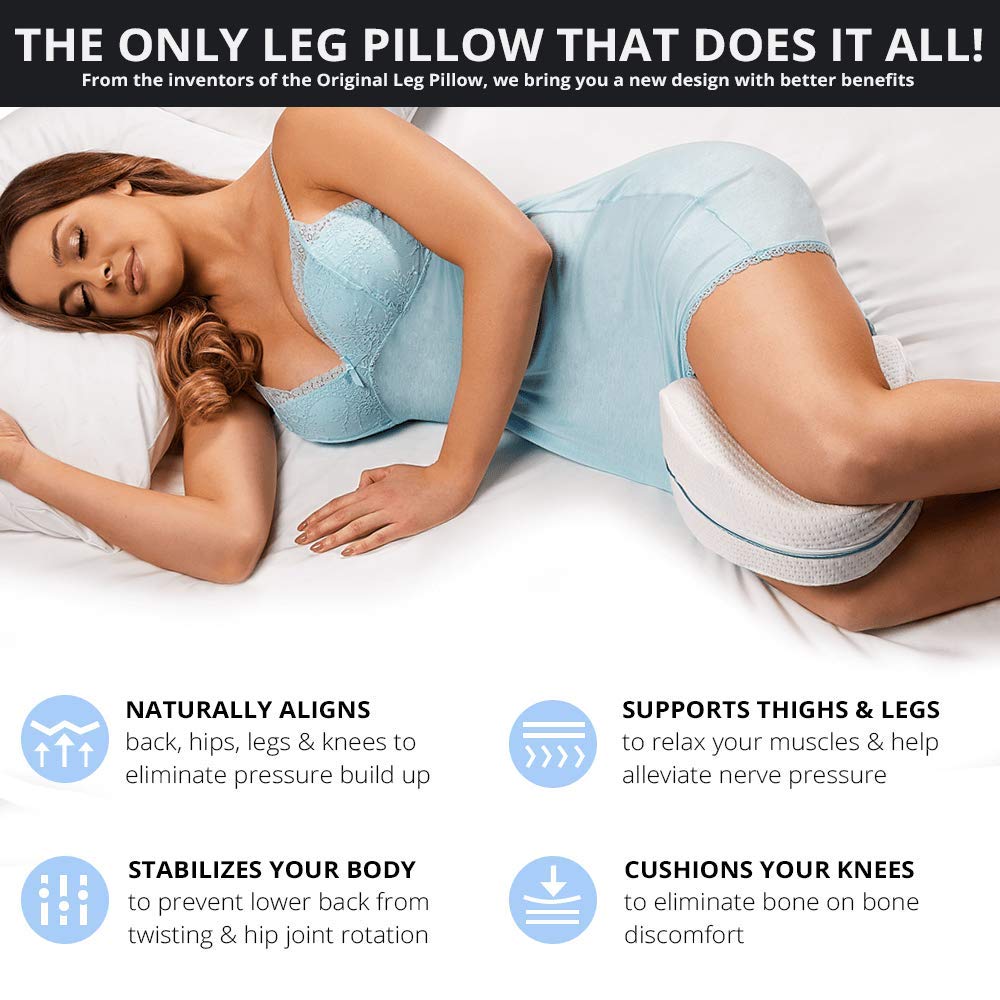Contour Legacy Leg & Knee Foam Support Pillow - Soothing Pain Relief for Sciatica, Back, Hips, Knees, Joints - As Seen on TV