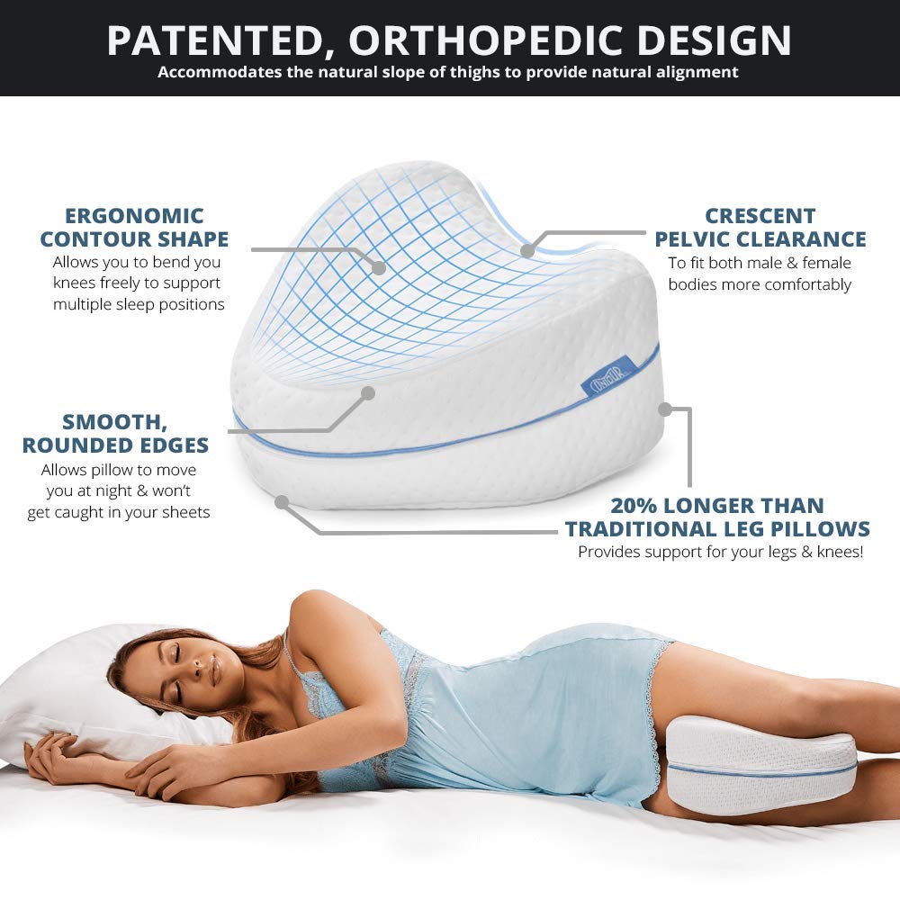 Contour Legacy Leg & Knee Foam Support Pillow - Soothing Pain Relief for Sciatica, Back, Hips, Knees, Joints - As Seen on TV