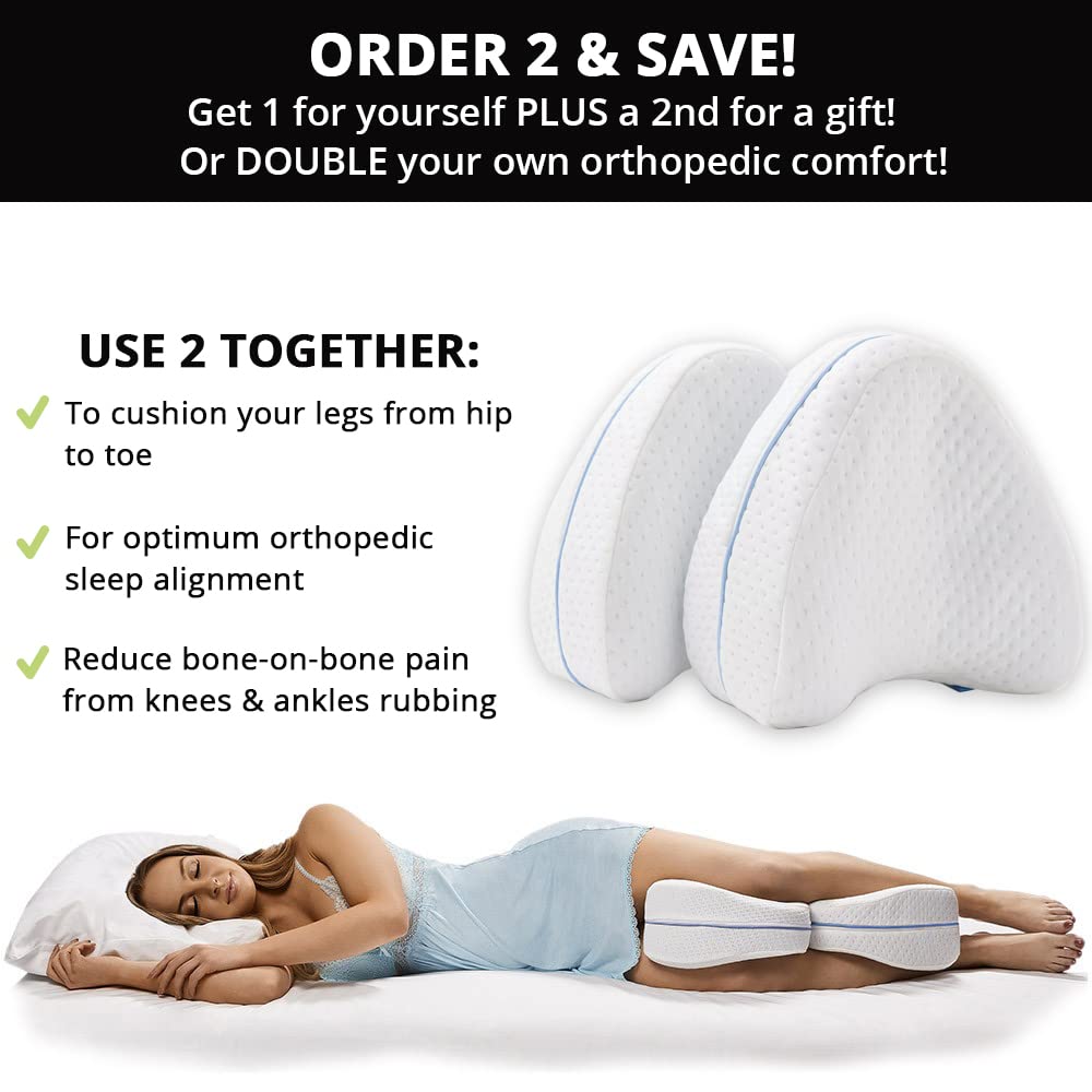 Contour Legacy Leg & Knee Foam Support Pillow - Soothing Pain Relief for Sciatica, Back, Hips, Knees, Joints - As Seen on TV