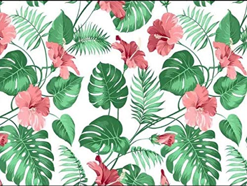 HOYOYO 17.8 x 78 Inches Self-Adhesive Shelf Liner, Self-Adhesive Shelf Liner Dresser Drawer Paper Wall Sticket Home Decoration, Hawaii Flower Style