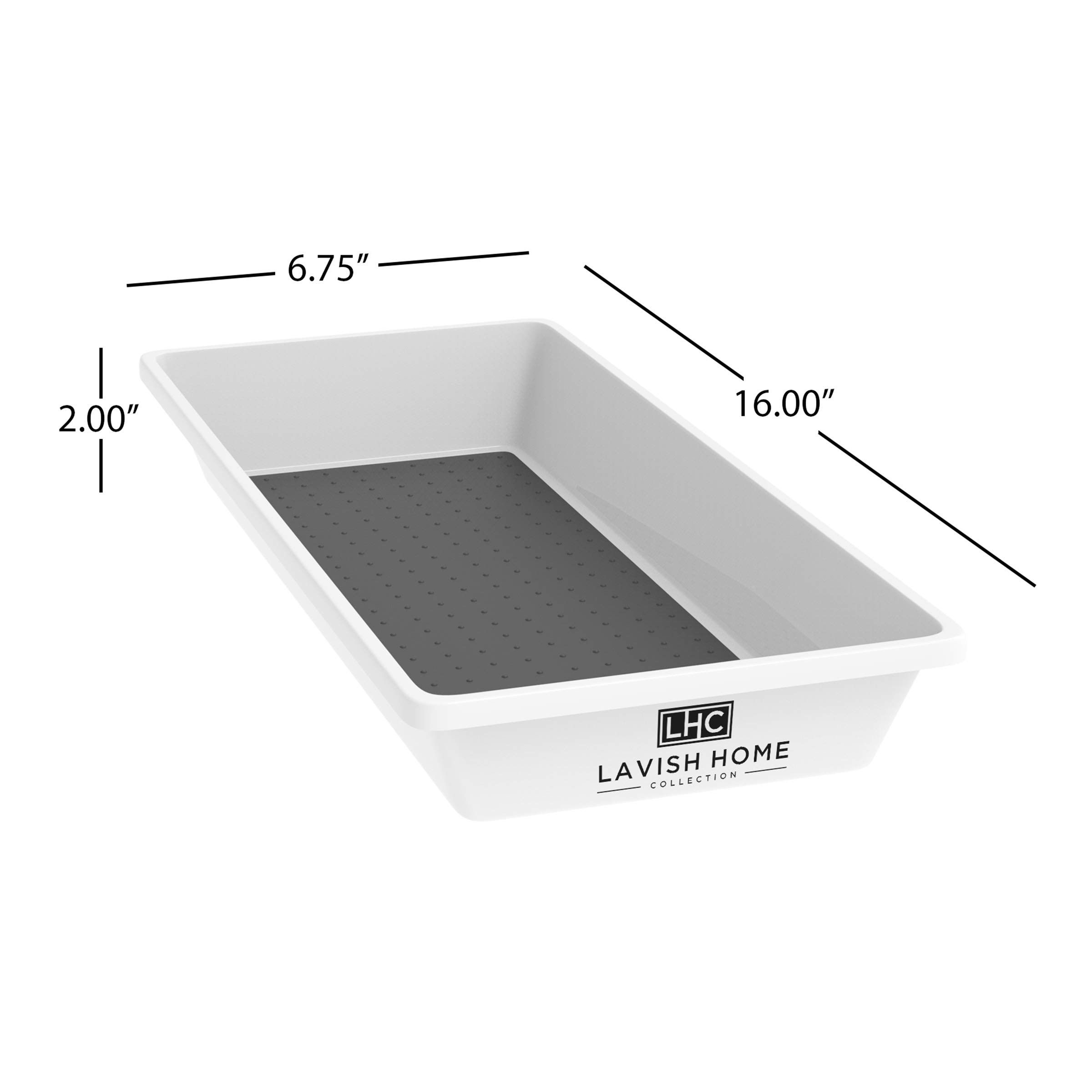 Lavish Home Storage Bin- Plastic Drawer Organizer Tray with Non-Slip Liner for Kitchen, Office or Vanity – Tableware, Office Supplies, and Makeup