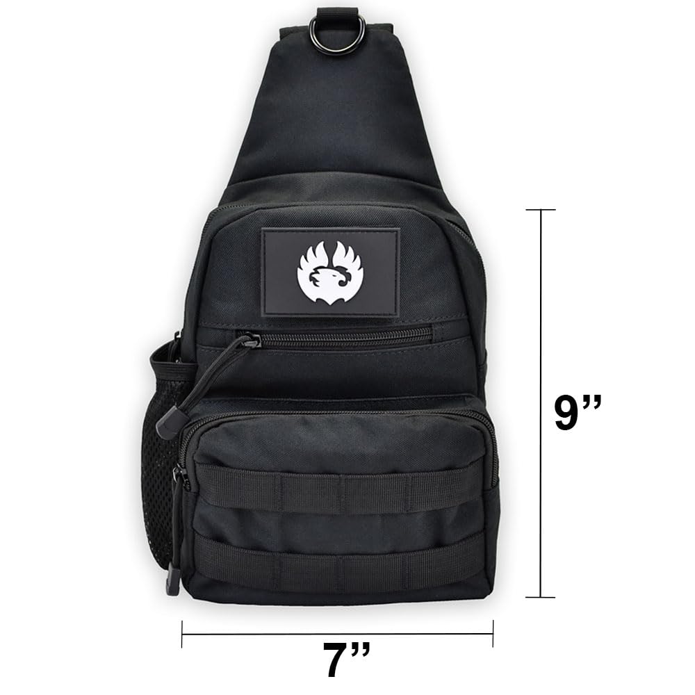 TORCH EDC Gear Chest Bag Urban Water Resistant MOLLE Shoulder Sling Daypack Black