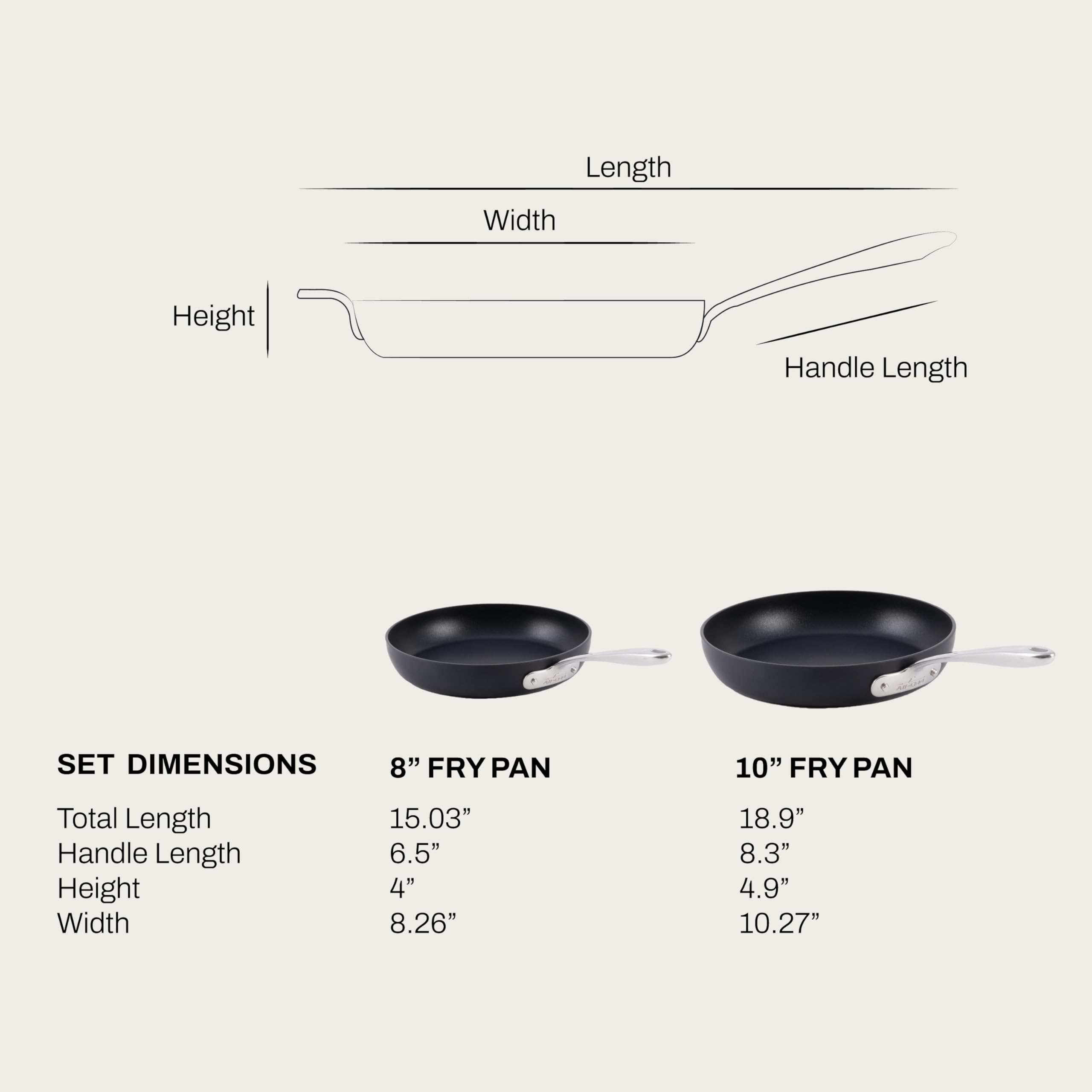 All-Clad E785S264/E785S263 HA1 Hard Anodized Nonstick 8 10-Inch Fry Pan Cookware Set, 2-Piece, Black