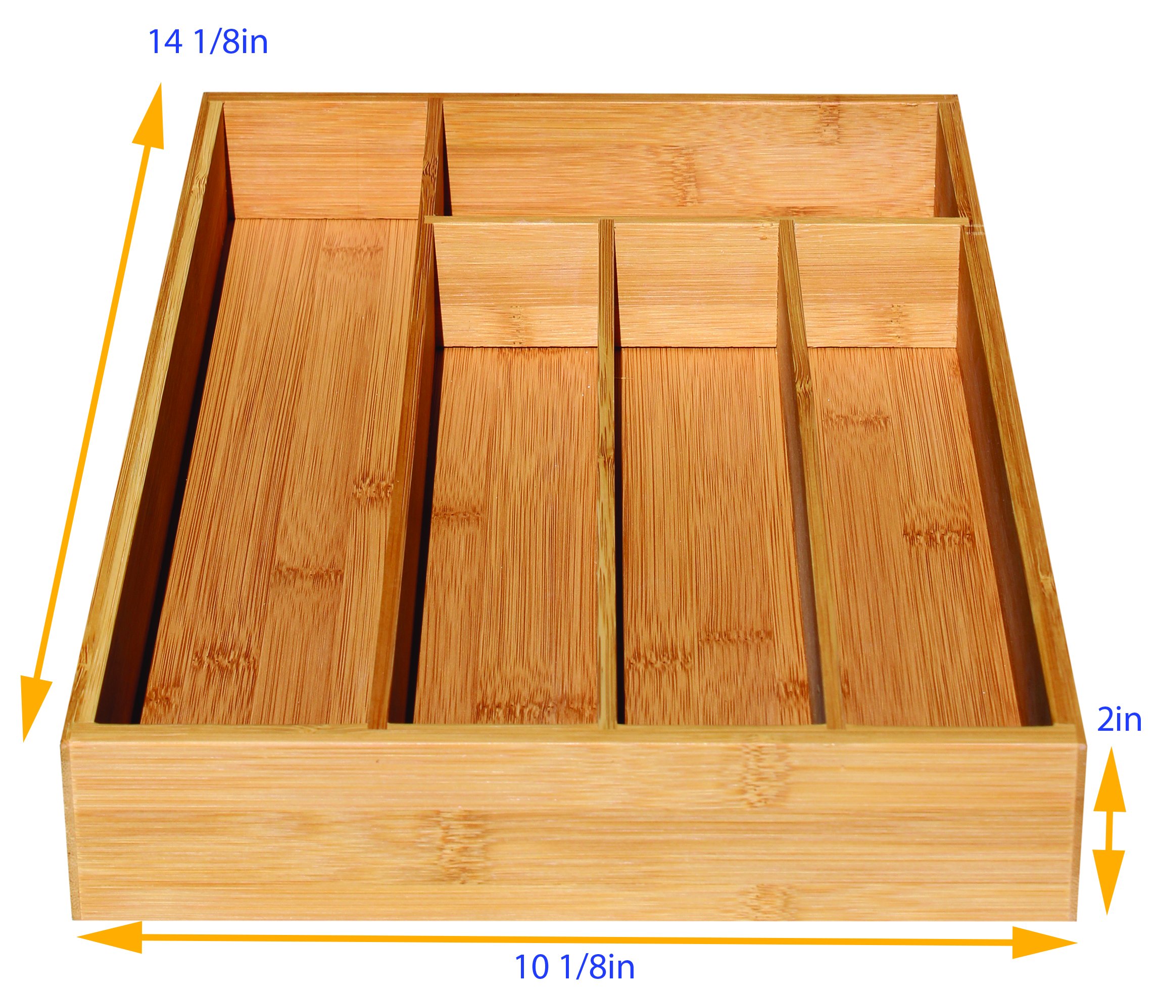 Royal Brands Bamboo Utensil Drawer Organizer Tray, Bamboo Cutlery Drawer Organizer Tray, (14.25" x 10.25" x 2")