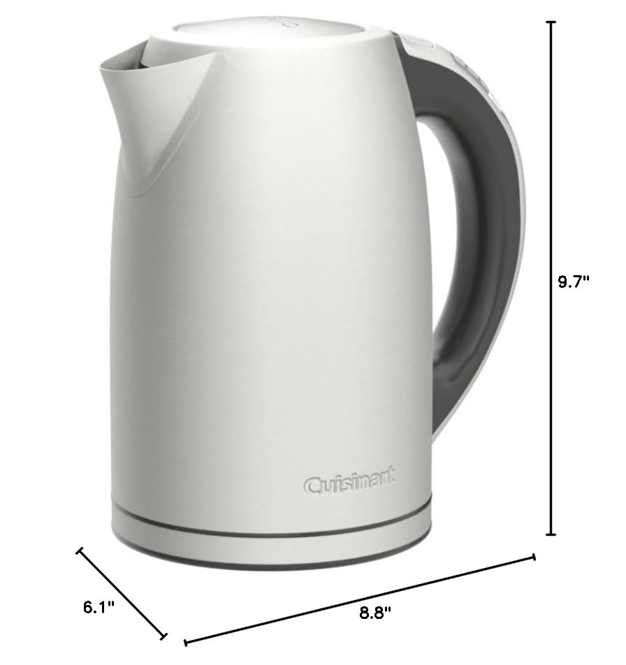 Electric Kettle by Cuisinart, 1.7-Liter Capacity, Cordless 1500-Watts for Fast Heat Up, Stay Cool Non-Slip Handle, Stainless Steel, CPK-17P1