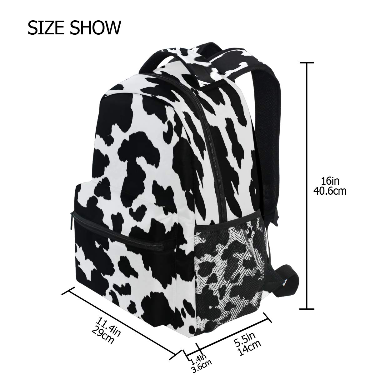 Backpack Geometrical Animal Skin Cow Print Travel Daypack Large Capacity Rucksack High School Book Bag Computer Laptop Bag for Girls Boys Women Men…