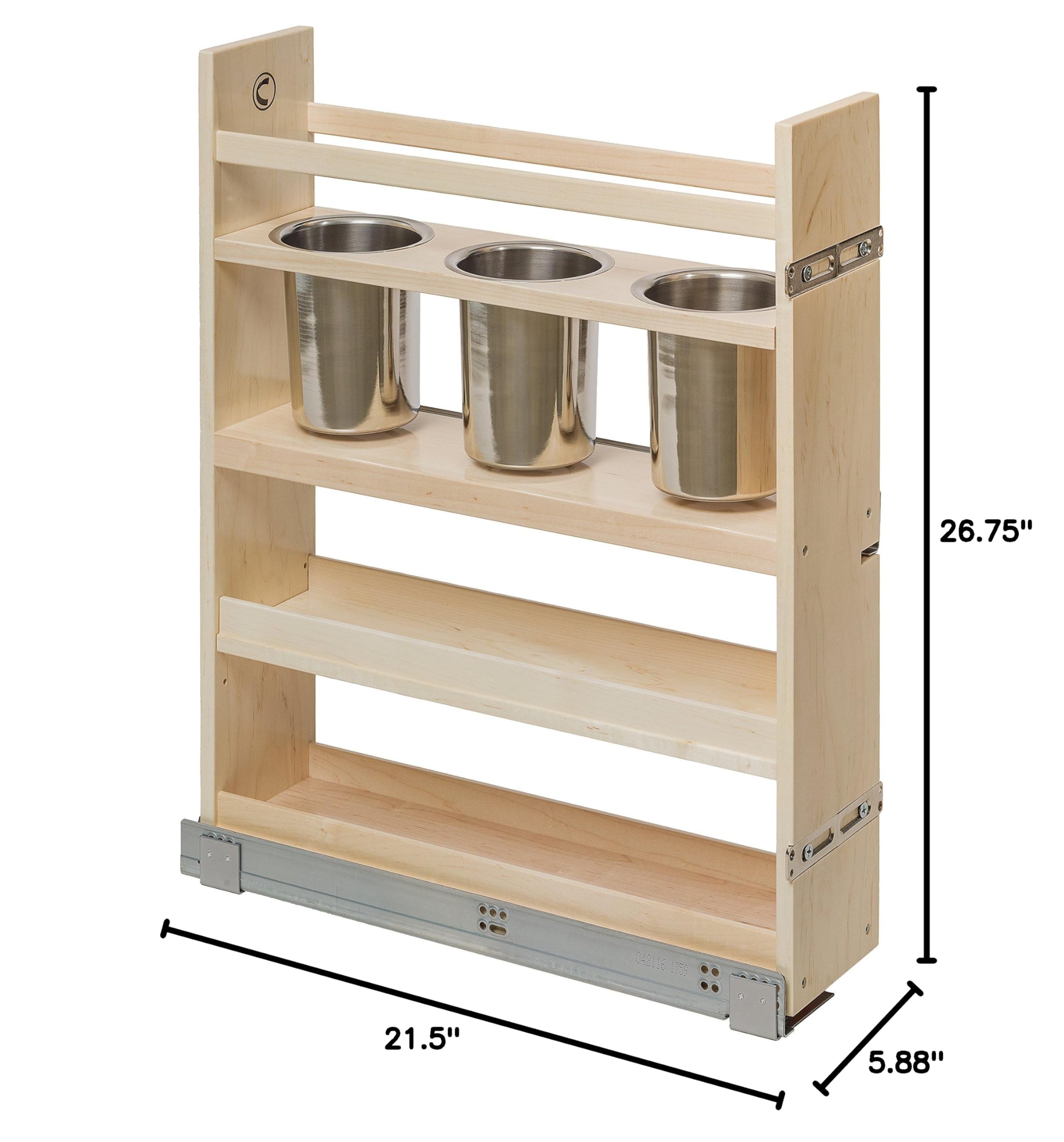 Century Components CASCAN55PF Kitchen Base Cabinet Pull-Out Canister Organizer - 5-7/8"W x 26-3/4"H x 21-1/2"D - Baltic Birch - Blum Soft Close Slides