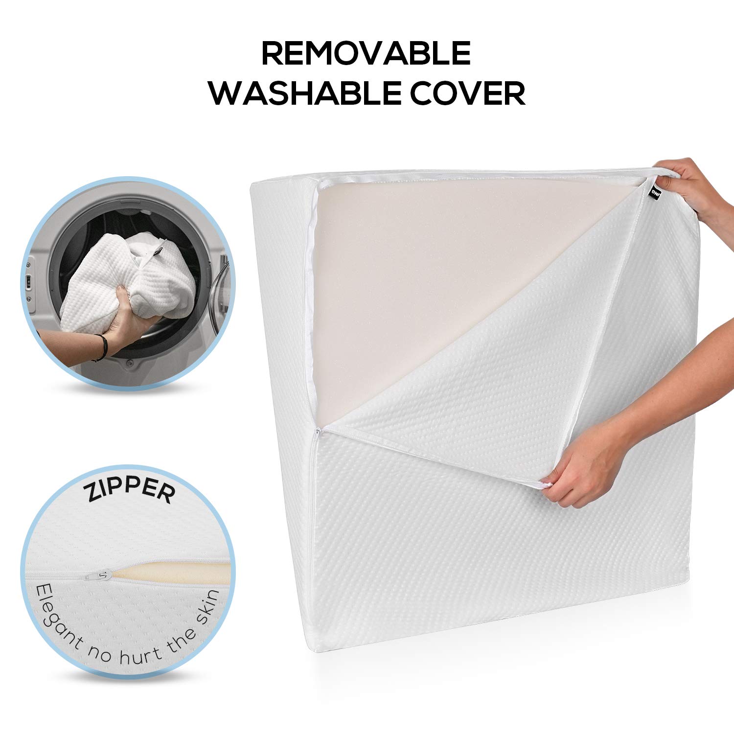Leg Elevation Memory Foam Pillow with Removeable, Washable Cover - Elevated Pillows for Sleeping, Blood Circulation, Leg Swelling Relief and Sciatica Pain Relief - Pillow for Back Pain and Pregnancy