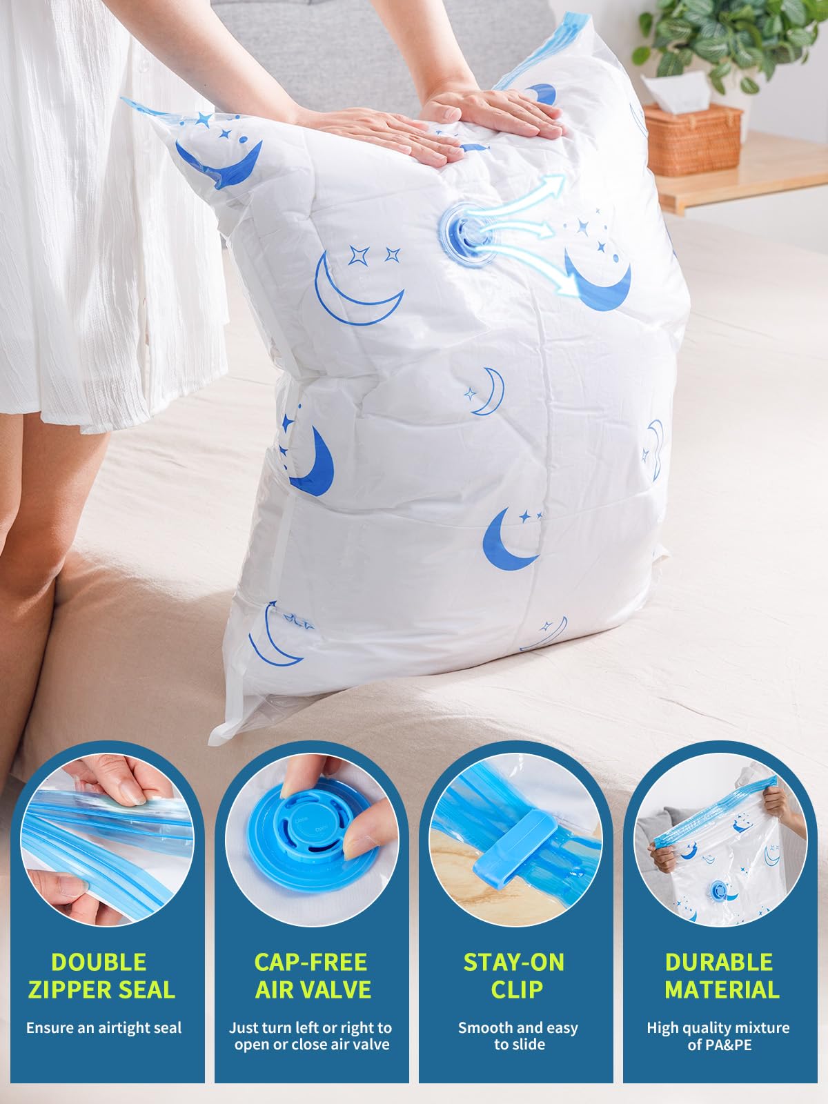 Vacuum Storage Bags with Electric Air Pump, 20 Pack (4 Jumbo, 4 Large, 4 Medium, 4 Small, 4 Roll Up Bags) Space Saver Bag for Clothes, Mattress, Blanket, Duvets, Pillows, Comforters,Travel, Moving