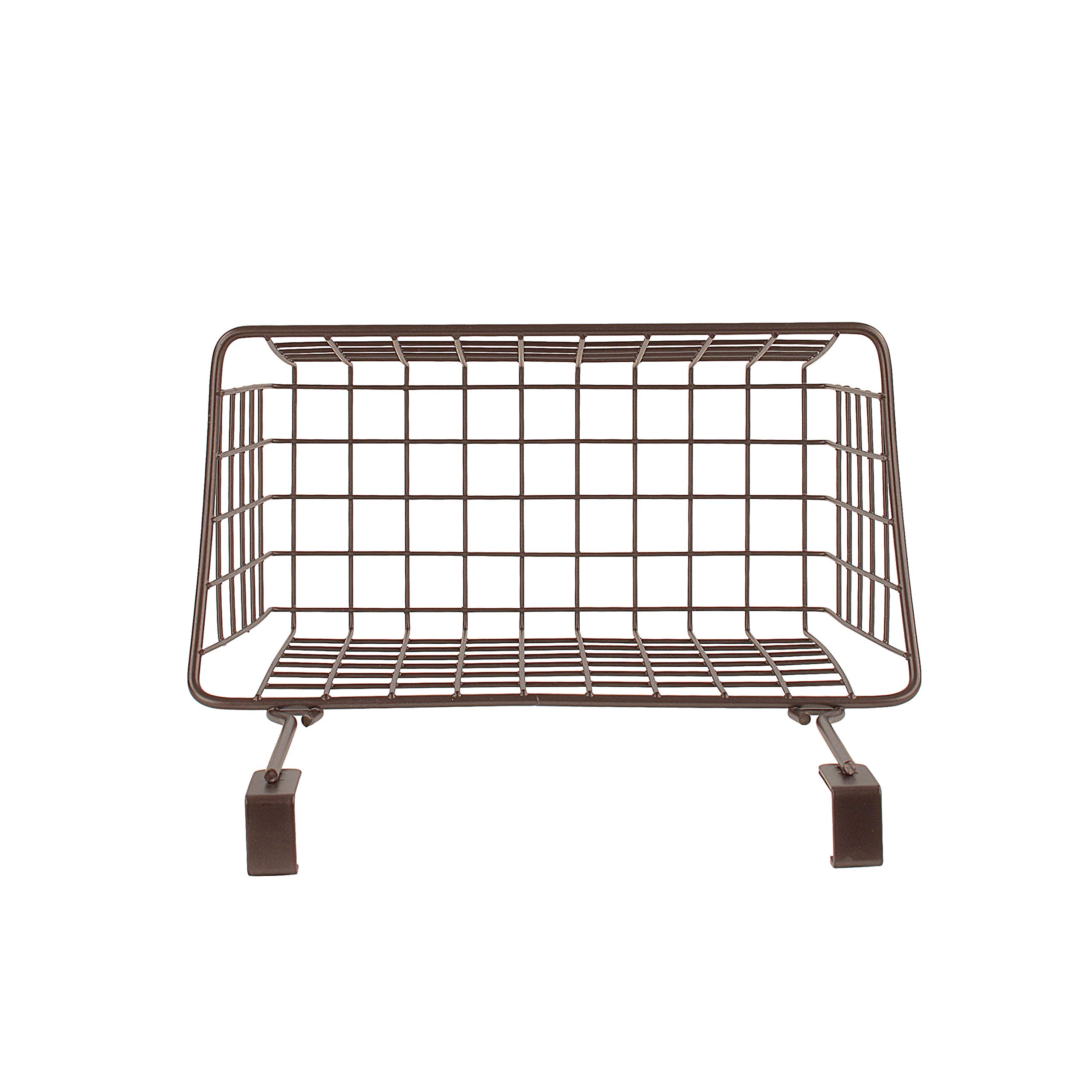 Spectrum Diversified Grid Storage Basket, Over The Cabinet Steel Wire, Sink Organization for Kitchen & Bathroom, Large, Industrial Gray