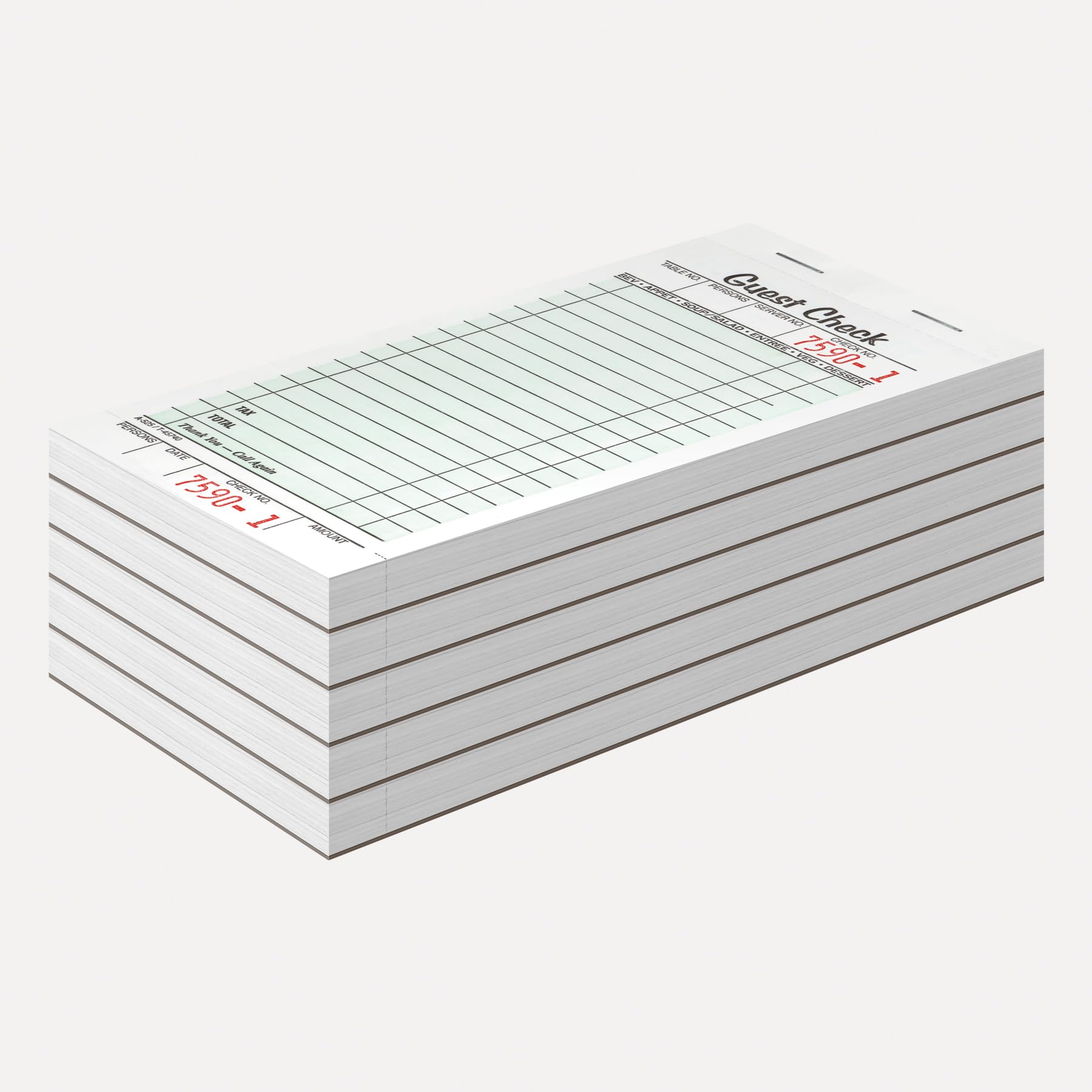 Adams Guest Check Pads, Single Part, Perforated, White, 3-2/5" x 6-3/4 ", 50 Sheets/Pad, 5 Pads/Pack (525SWMT)